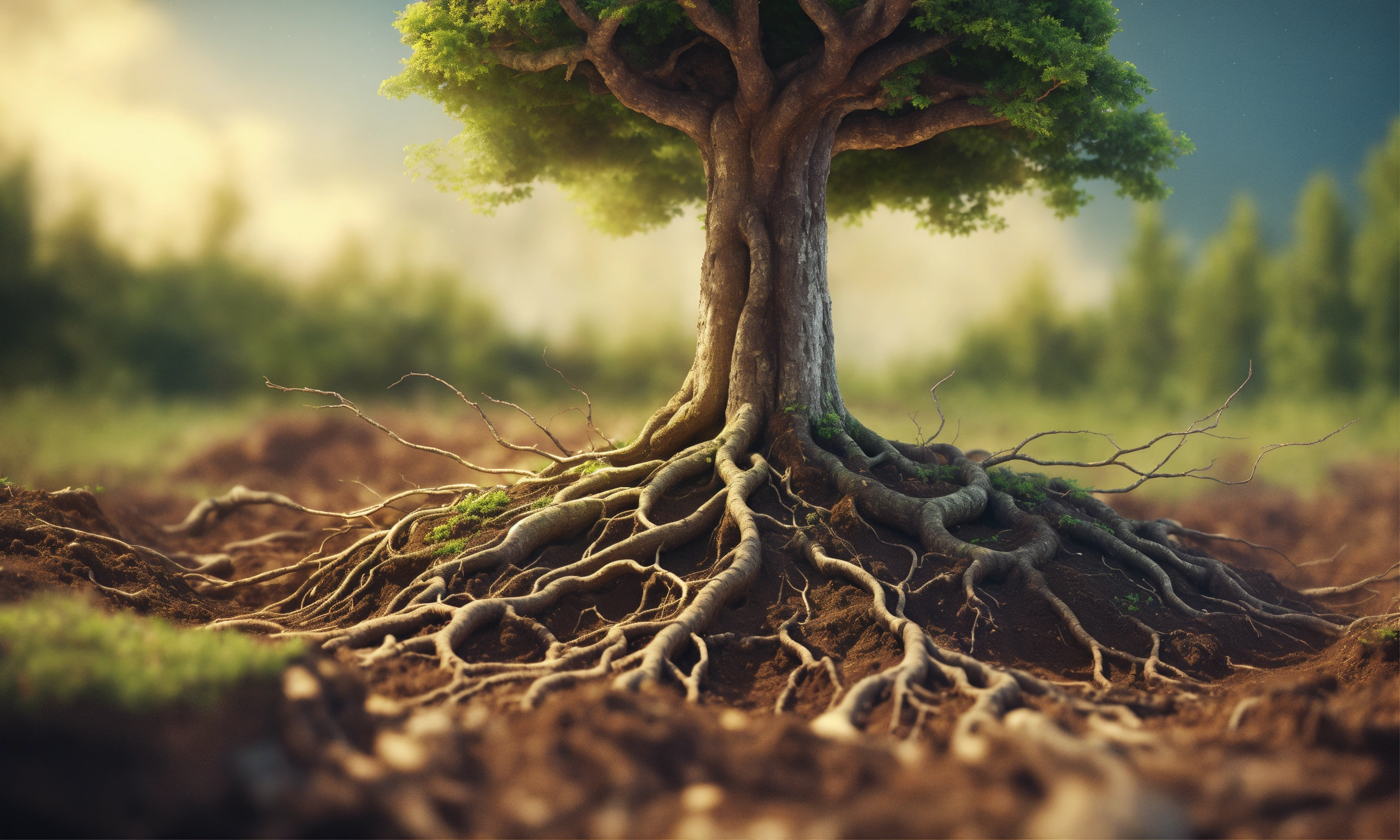 Lexica - Closeup of cut through section tree roots underneath the soil ...