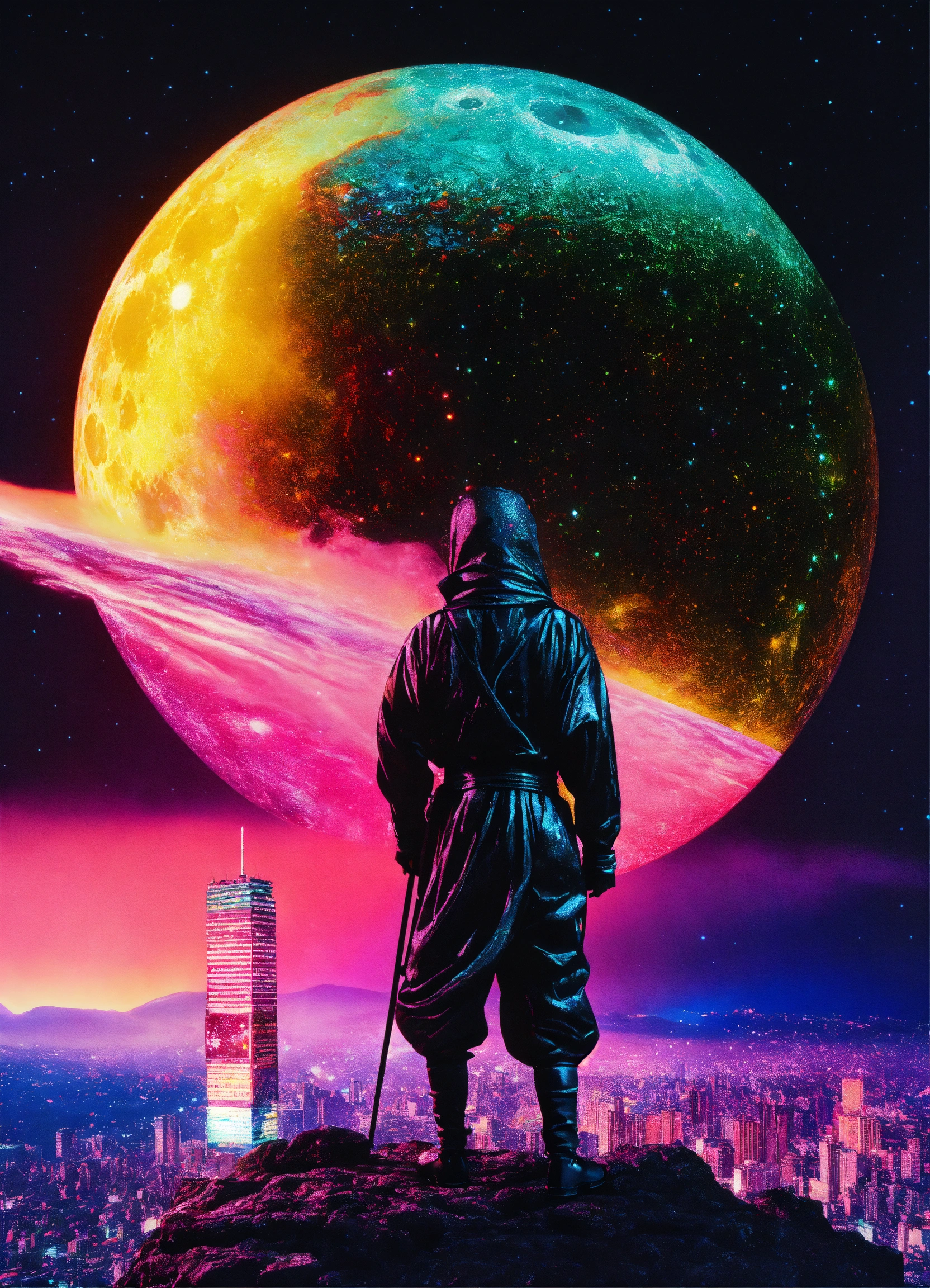 Lexica - Photorealistic 3D portrait Ninjas in a cosmic black rainbow ...