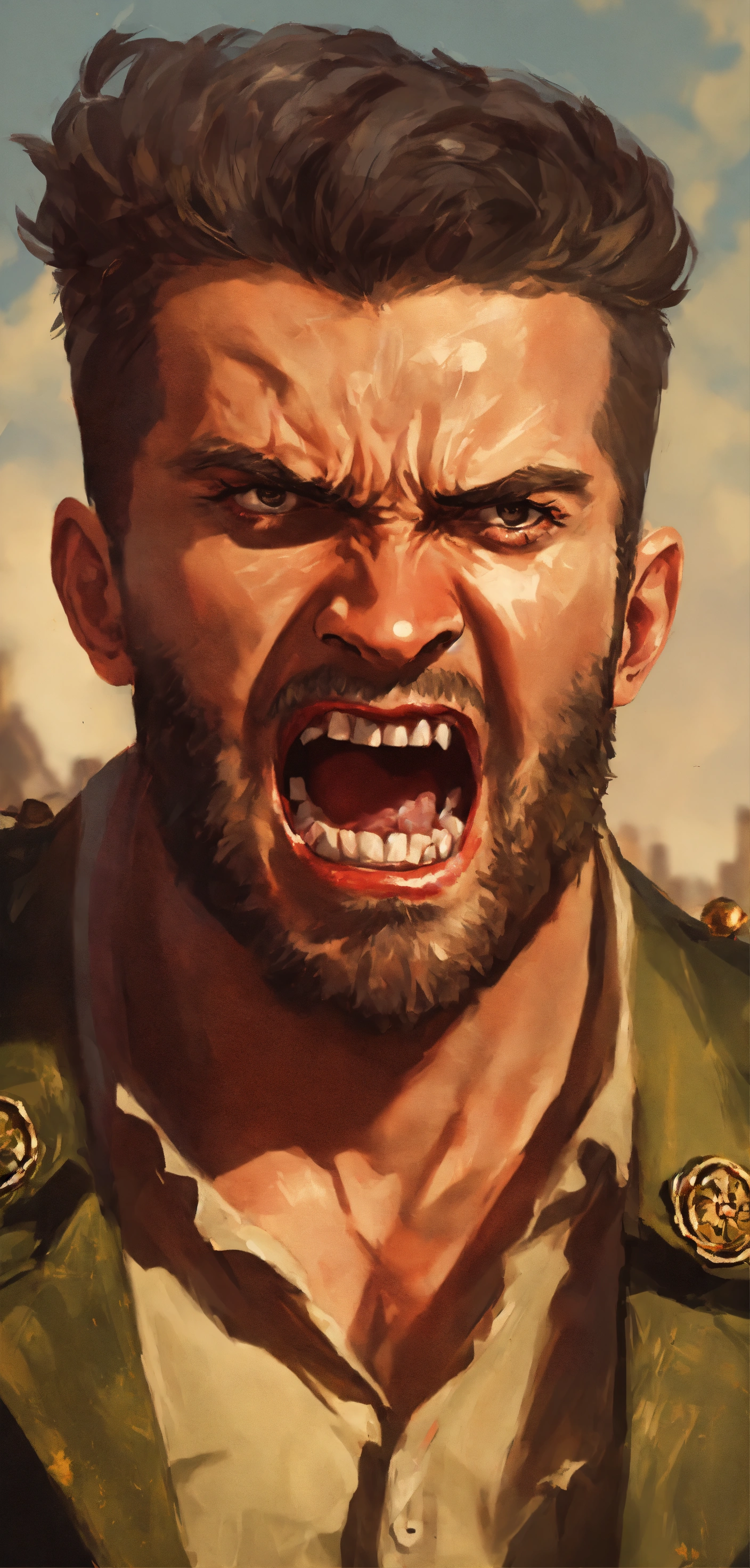 Lexica - A very angry man in his 30s, tyrant, in homemade clothes ...