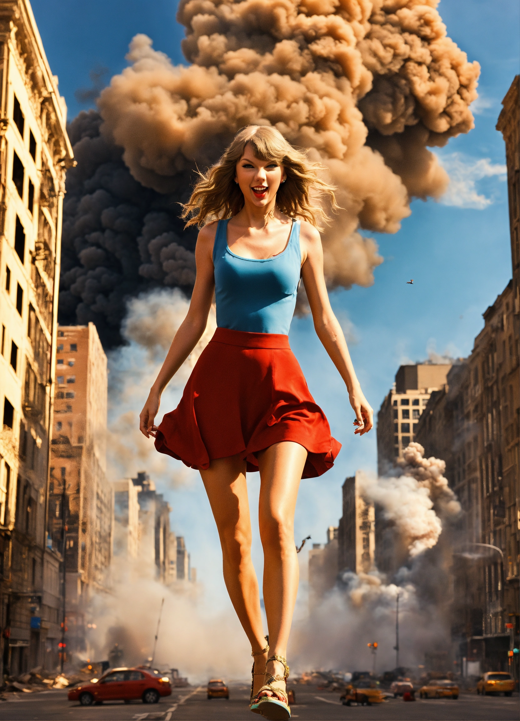 Lexica - Taylor Swift mega titan giantess walking across a city (aerial ...