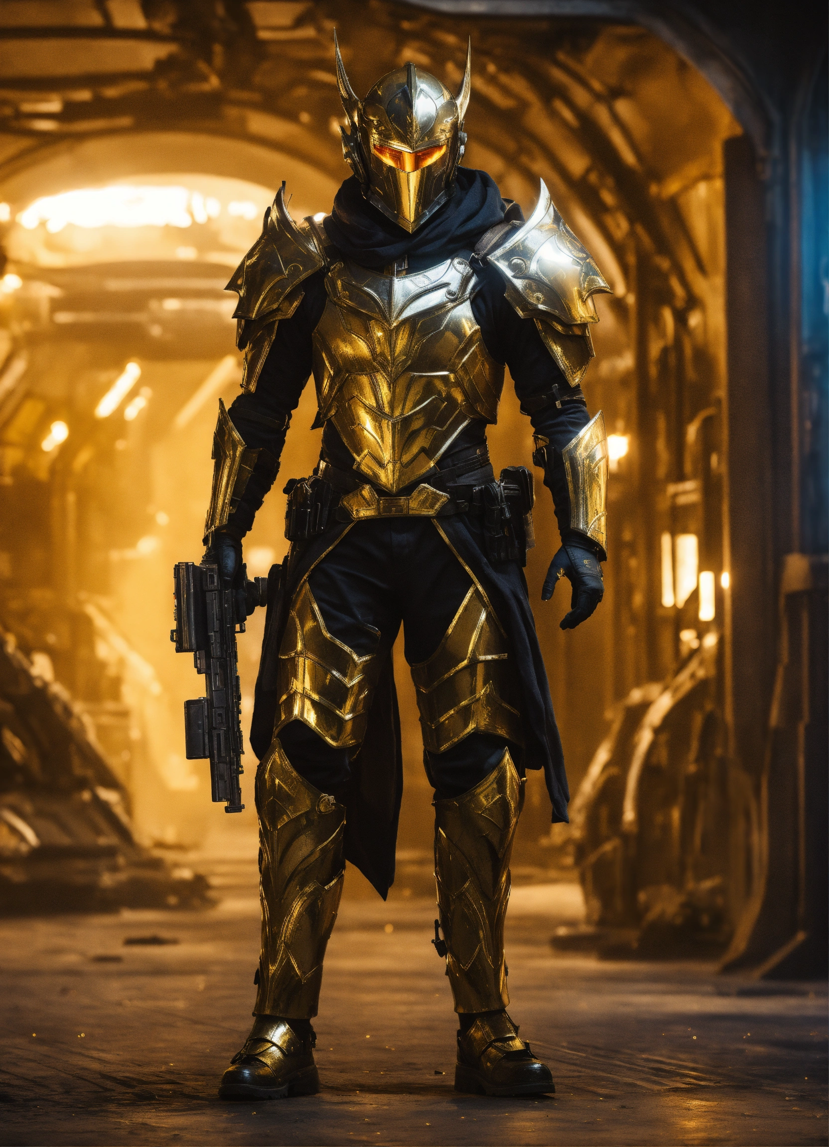 Lexica - Full body of a high elf sci fi soldier wearing heavy sci fi ...