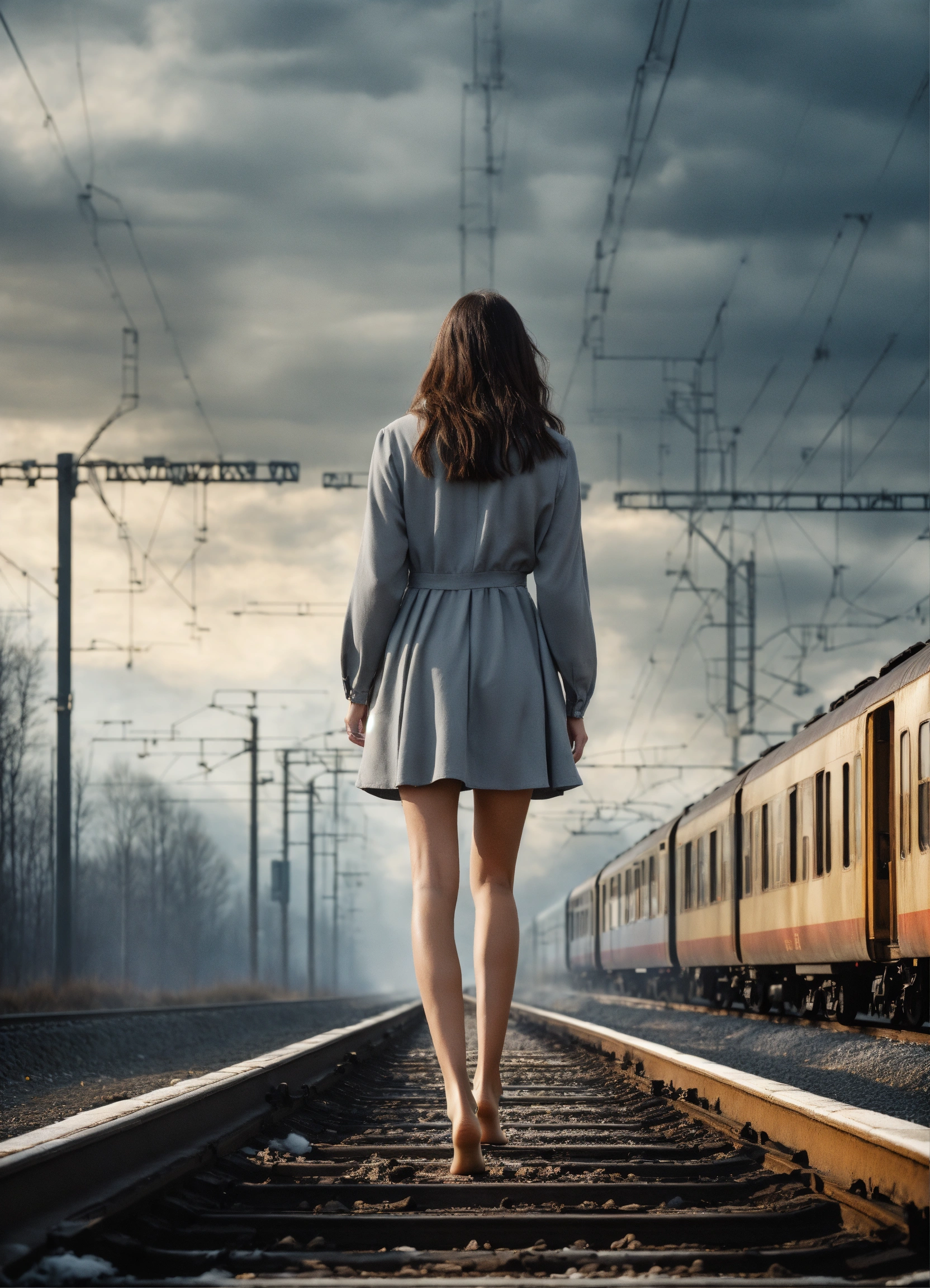 Lexica - A beautiful poster of a drama movie. On the railway tracks ...