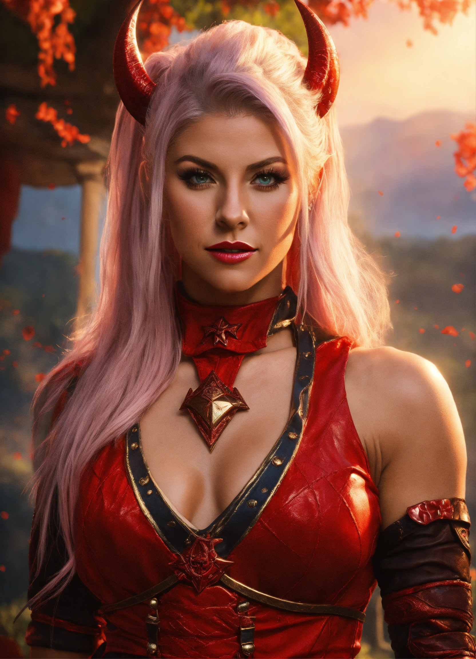 Lexica - Red devil girl Alexa Bliss D&D, fantasy, cinematic.