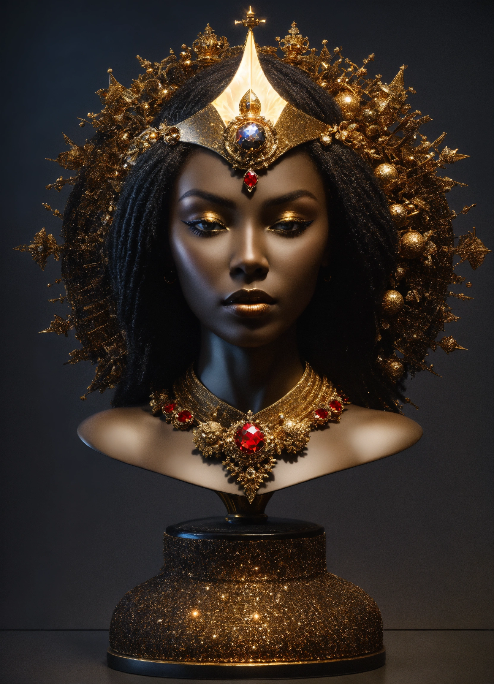 Lexica - Minimalism. Black Solar Queen with long oversized red flowing ...
