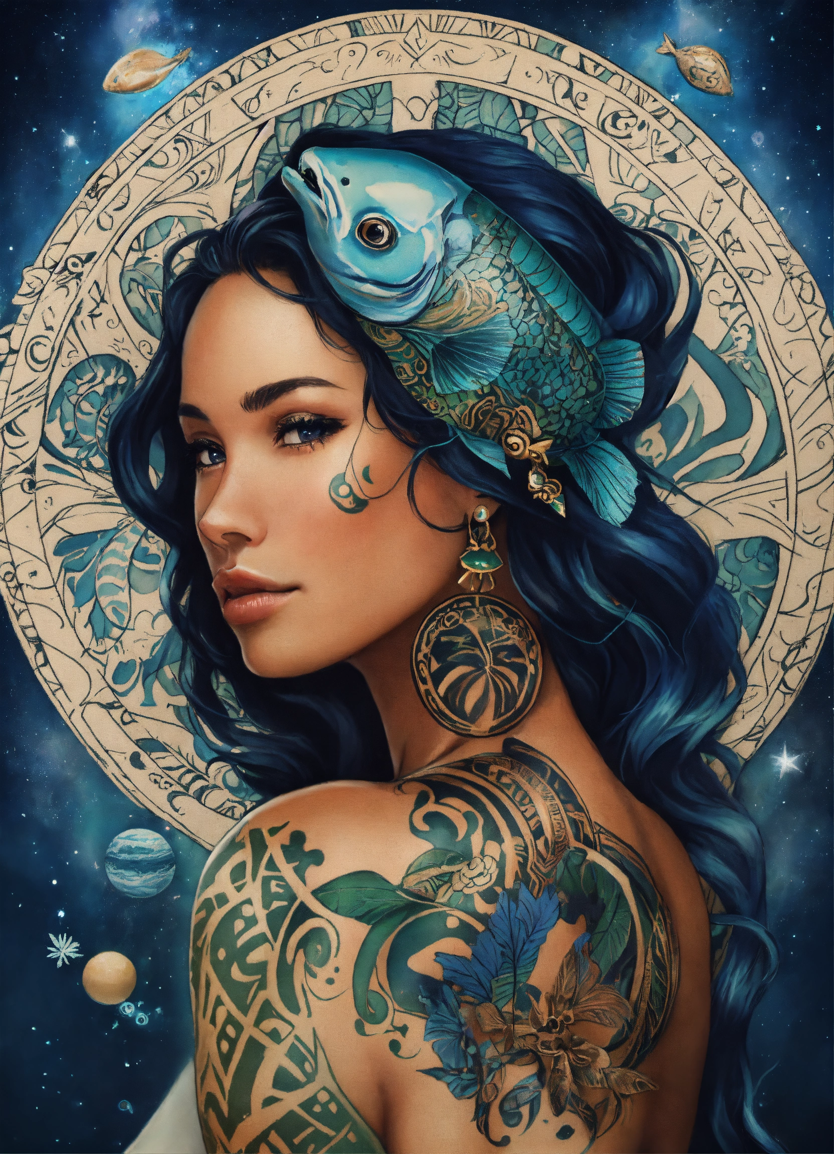 Lexica - Pisces Jupiter Neptune Zodiac theme with Hawaiian woman who ...