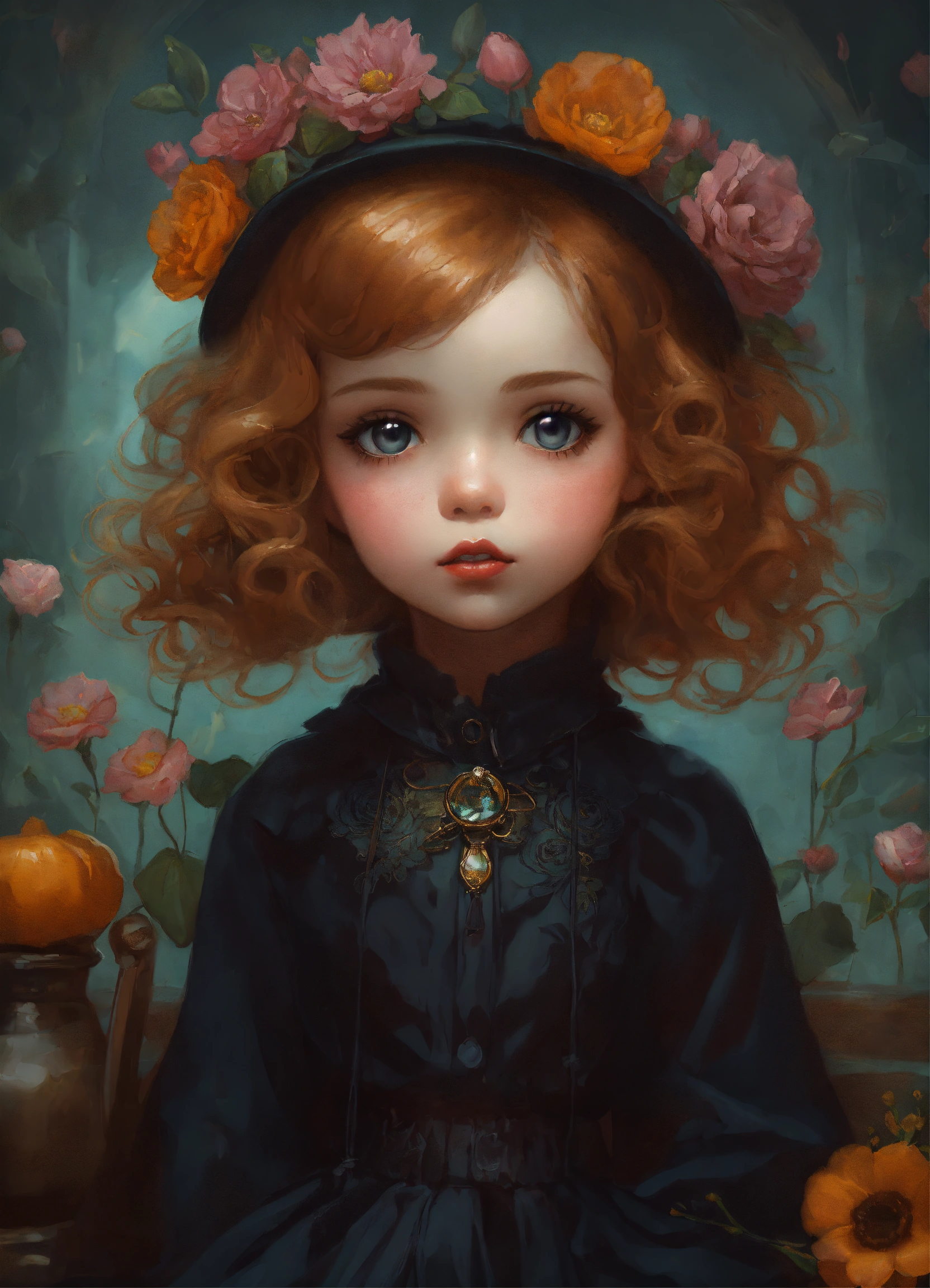 Lexica - Portrait of a cute gothic chibi girl kewpie witch clothes ...