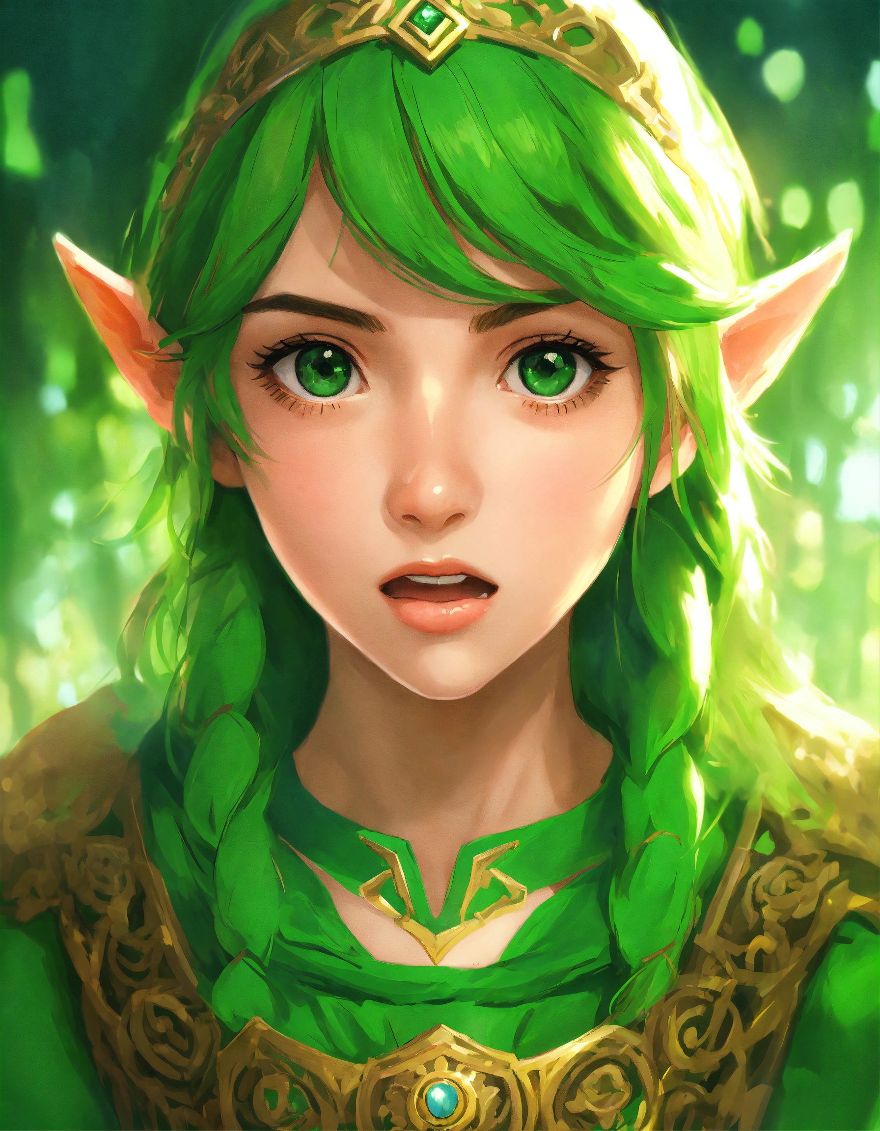 Lexica - Portrait of Delicate feminine Link from legend of Zelda green ...