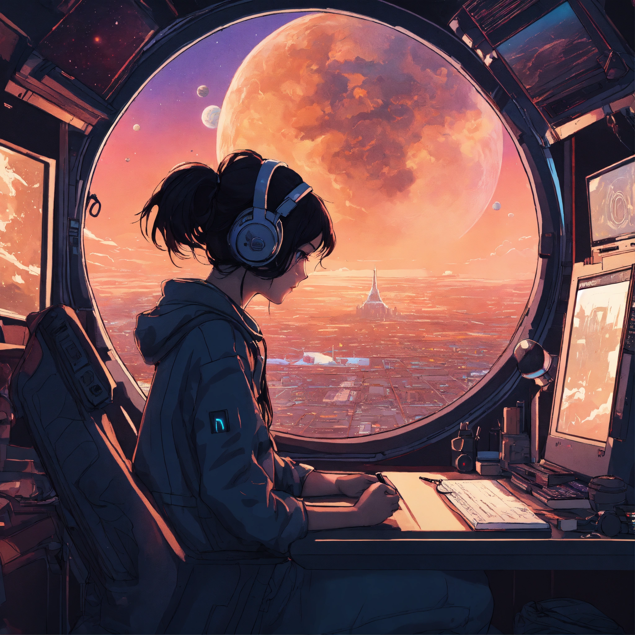 Lexica - Create a high resolution artwork of lo-fi hip hop, Anime Girl ...