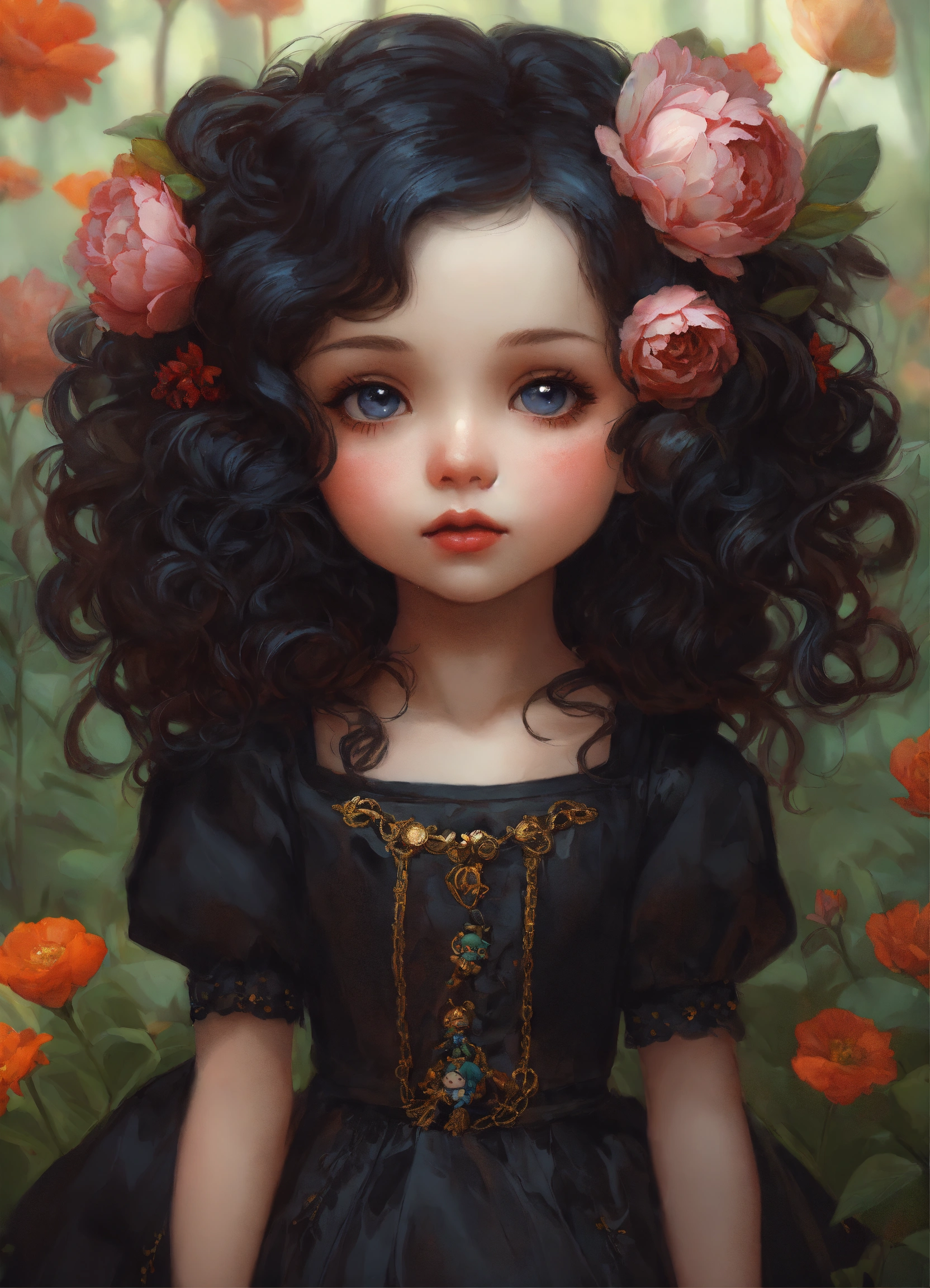 Lexica - Portrait of a cute gothic chibi girl kewpie summer clothes ...