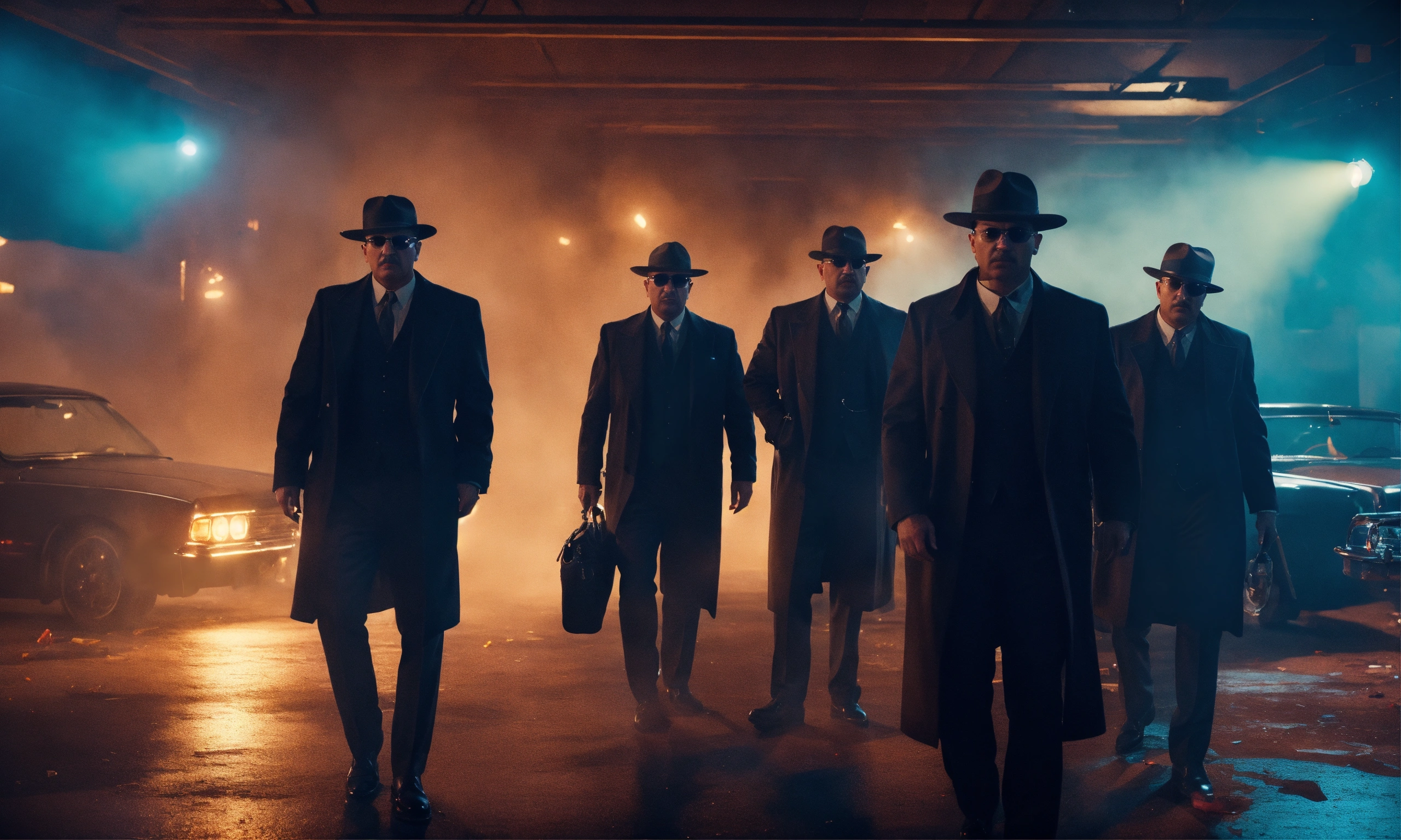 Lexica - Group of mafia gangster members in crime scene set design ...