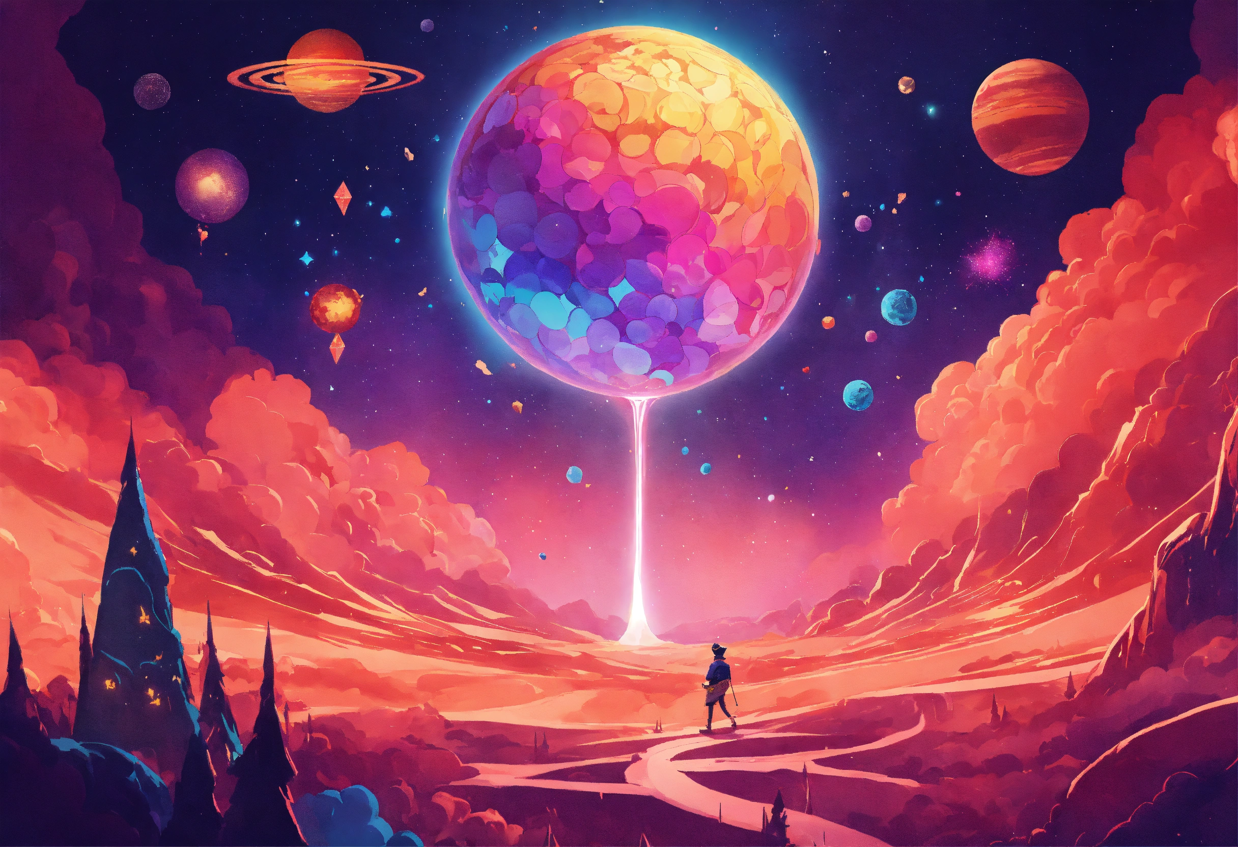 Lexica - Create a vibrant, cartoon-style poster depicting a whimsical ...