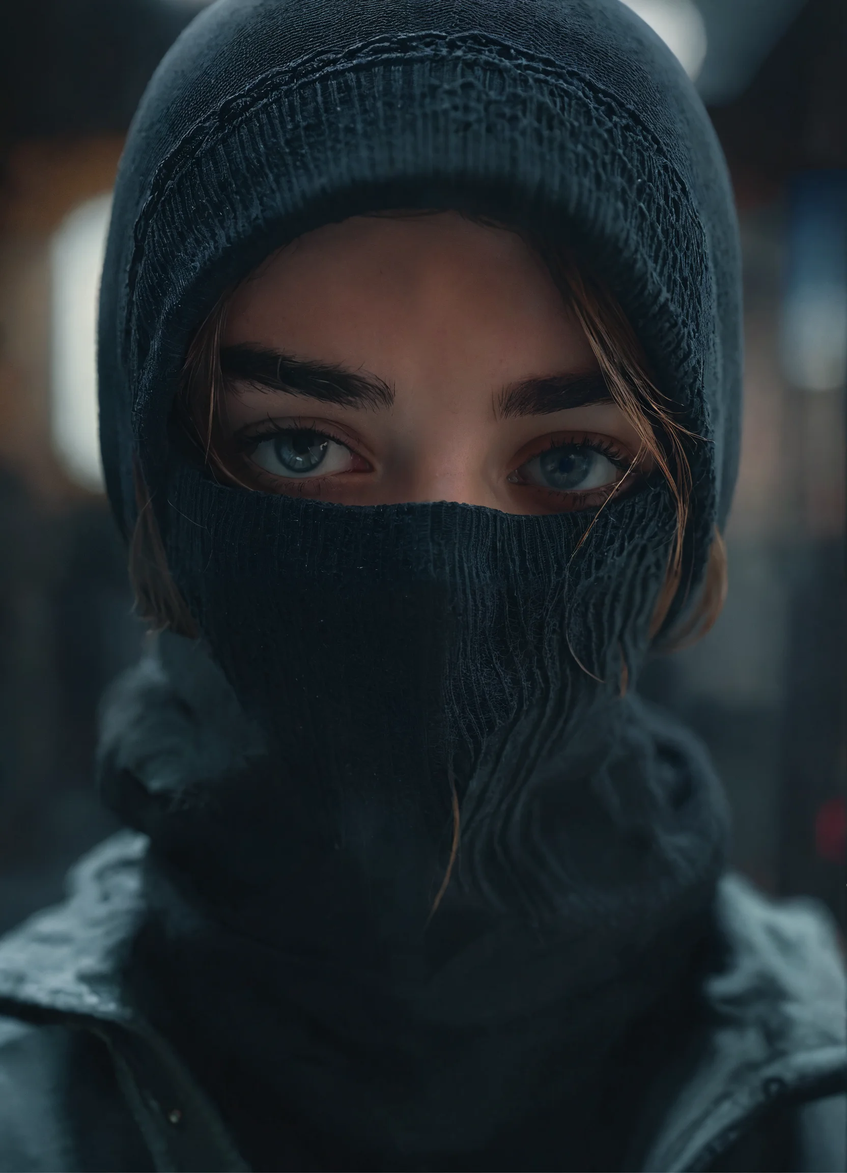 Lexica - Beautiful girl with balaclava park in the background Realistic ...