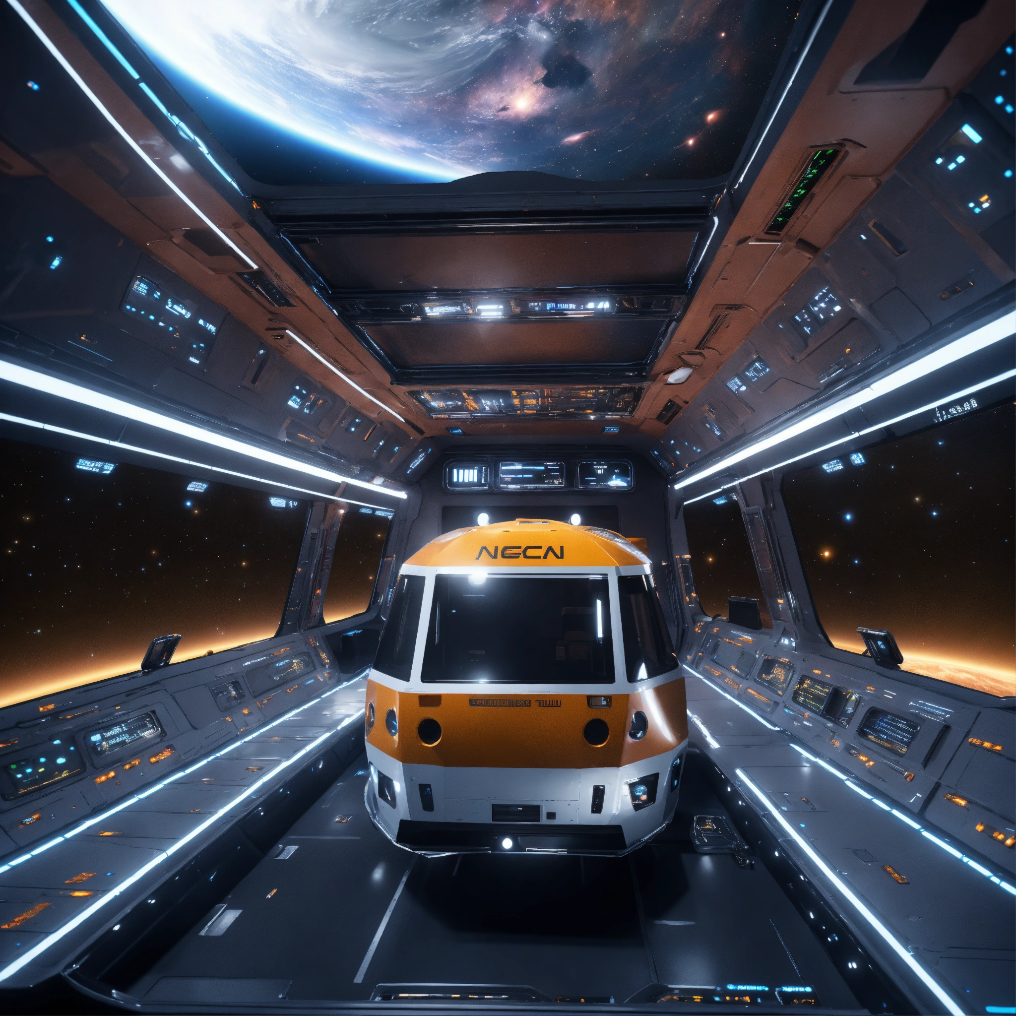 Lexica - Intergalactic tour bus starship traveling through deep space ...