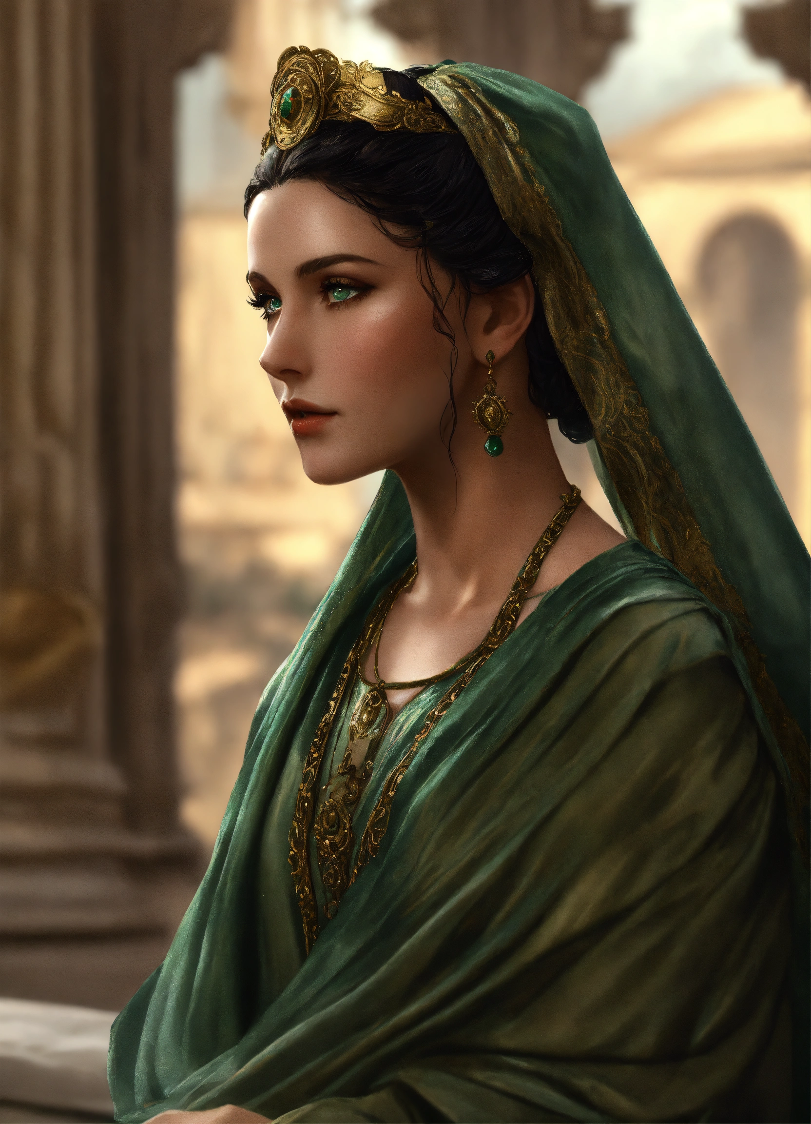 Lexica - A noble roman woman with dark hair and dark green eyes, hair ...