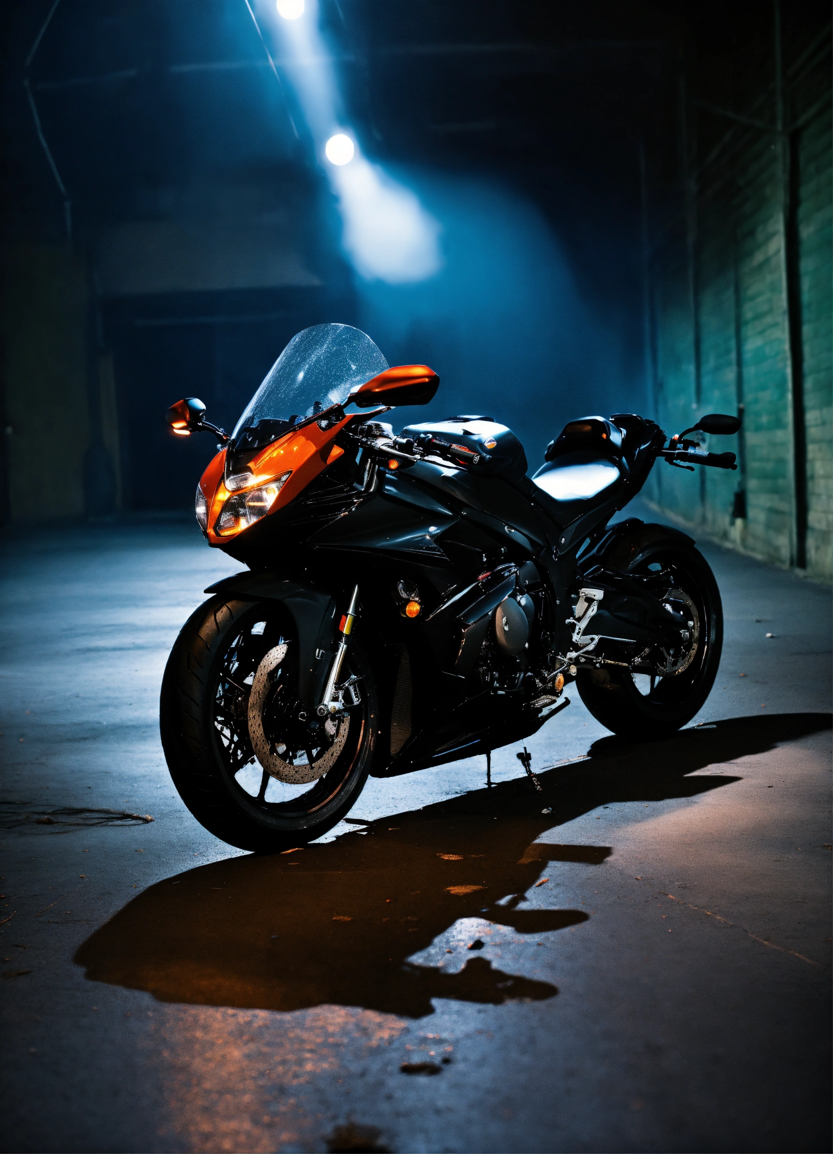 Lexica - Pulling up motorcycle lying on the floor in pitch-black darkness