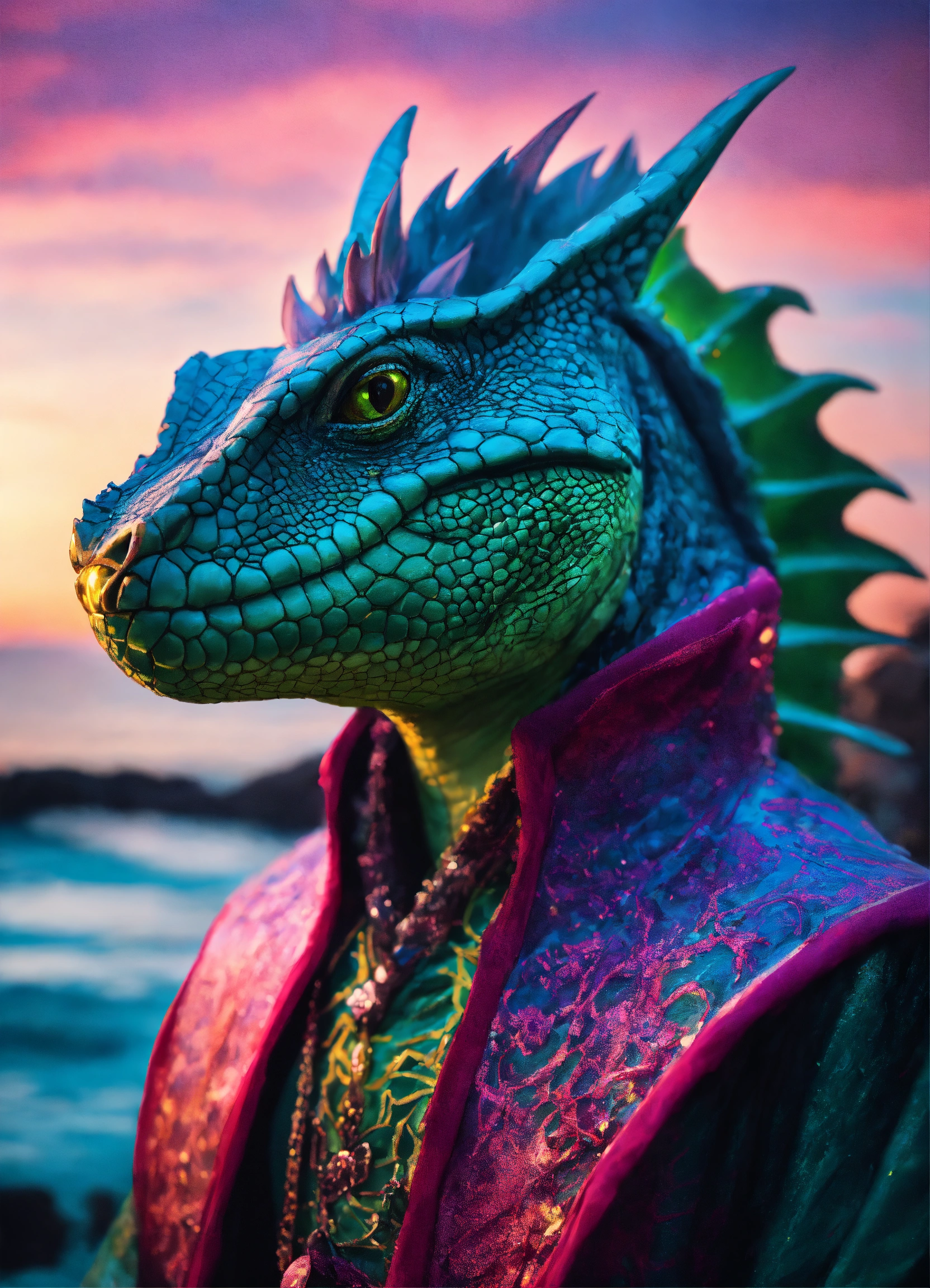 Lexica - Fantasy Portrait of a lizardfolk sorcerer, masculine humanoid ...