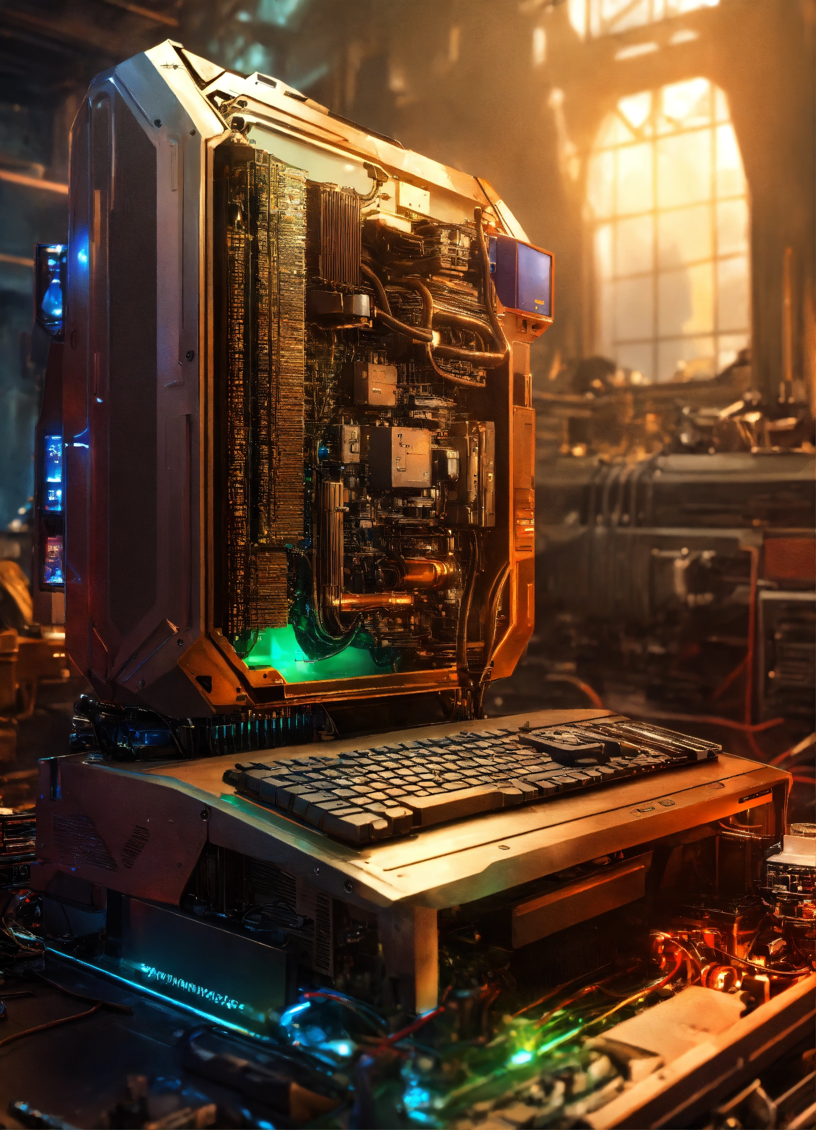 Lexica - Computer and engine in gem background wallpaper