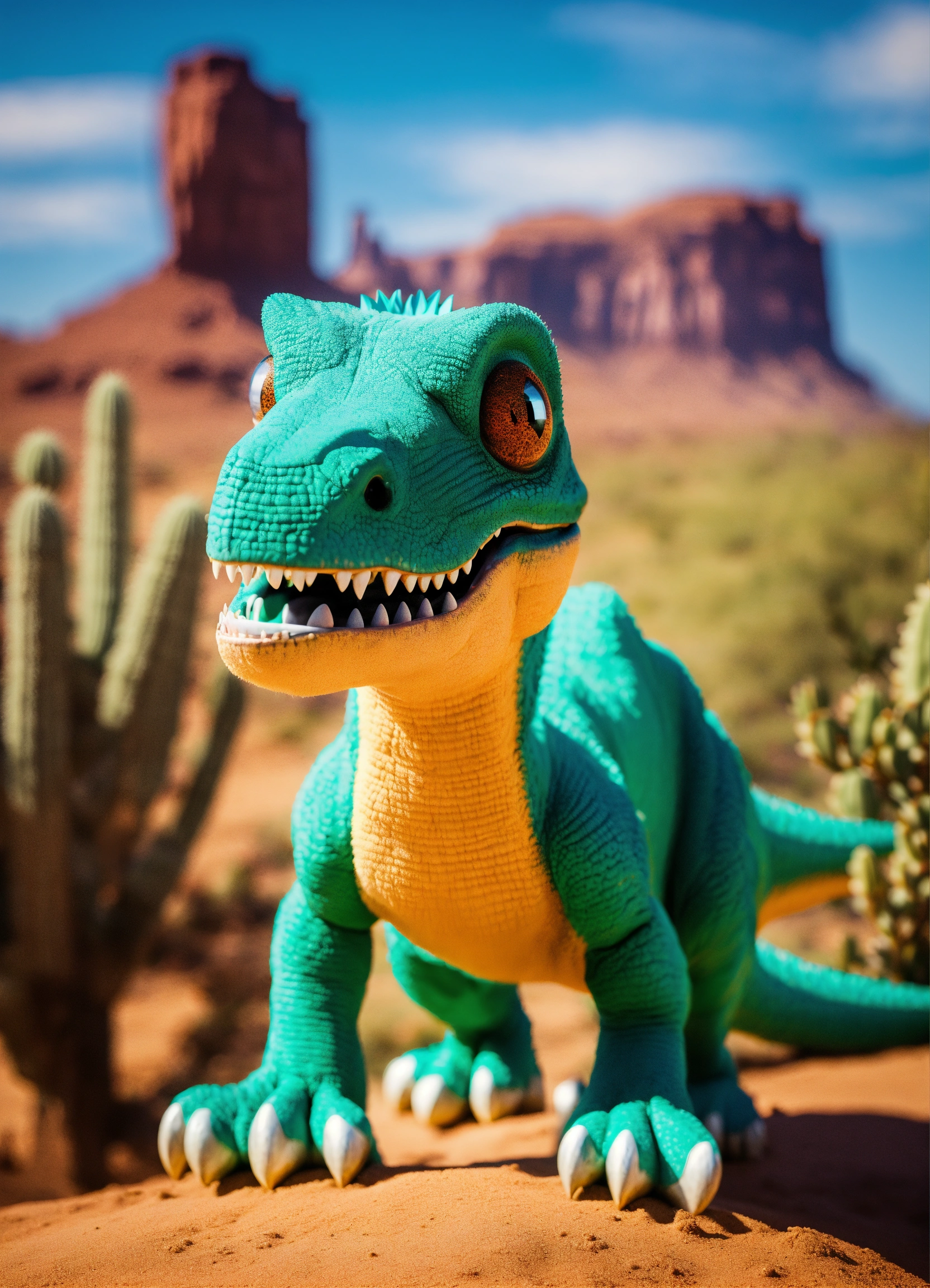 Lexica - An adorable and fluffy t-rex dinosaur with big color eyes, in ...