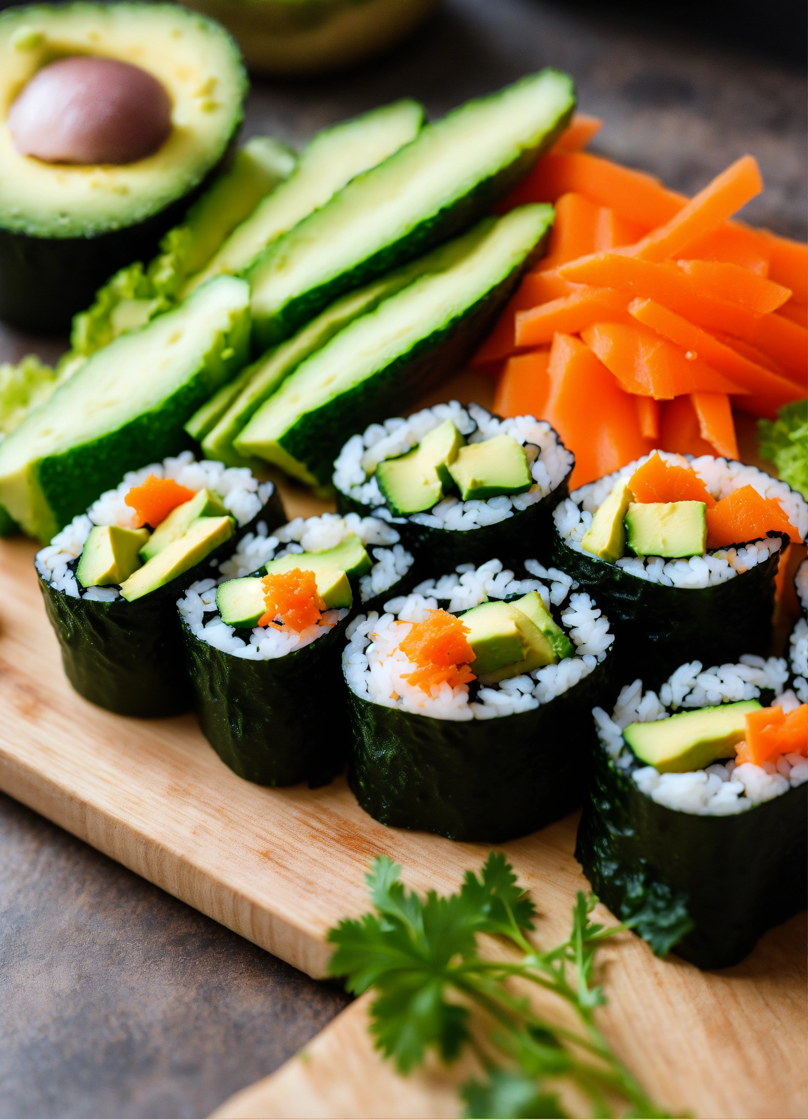 Lexica - Vegan Sushi Rolls Ingredients Nori sheets, sushi rice, avocado ...