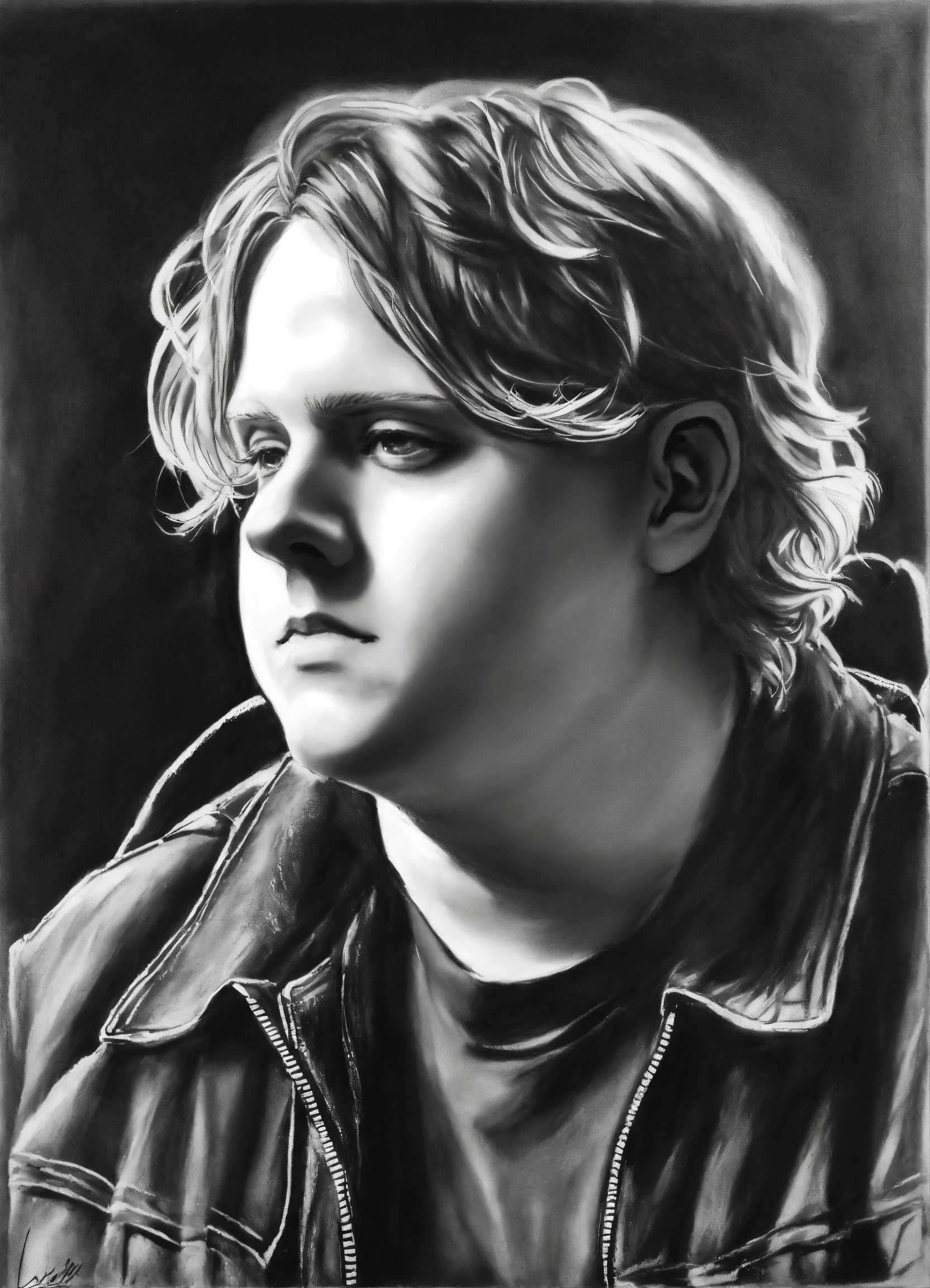 Lexica - Charcoal pencil drawing of lewis capaldi