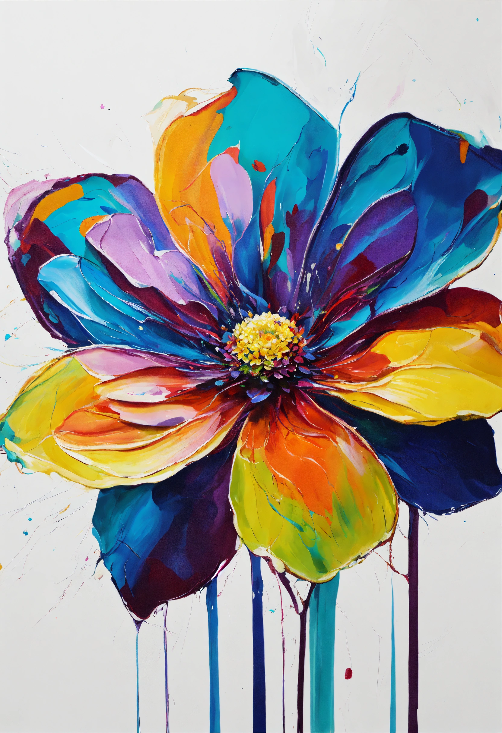 Lexica - An abstract painting of a flower on a white background ...