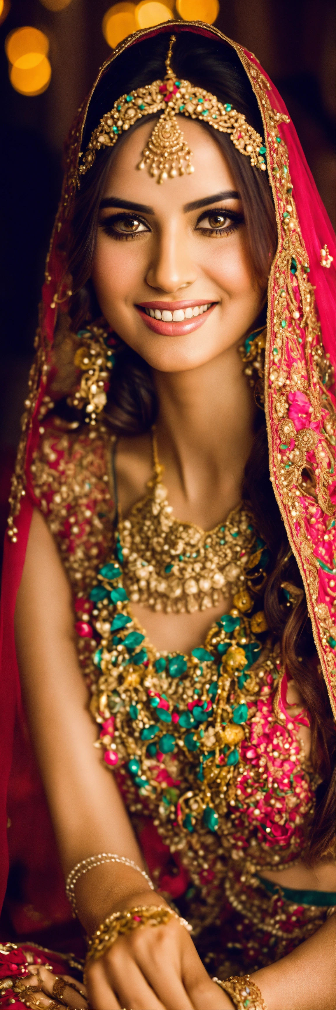 Lexica - Gorgeous persian woman , bride showing mehndi , tiny bra ...