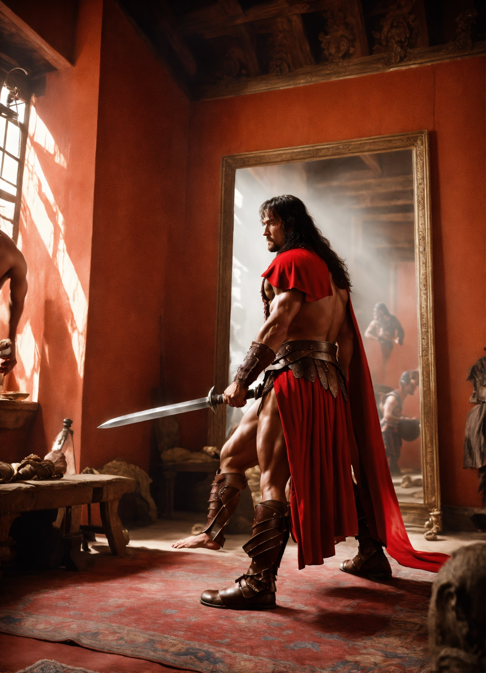 Lexica - Hyper real photo of Conan the barbarian, fighting a gladiator ...