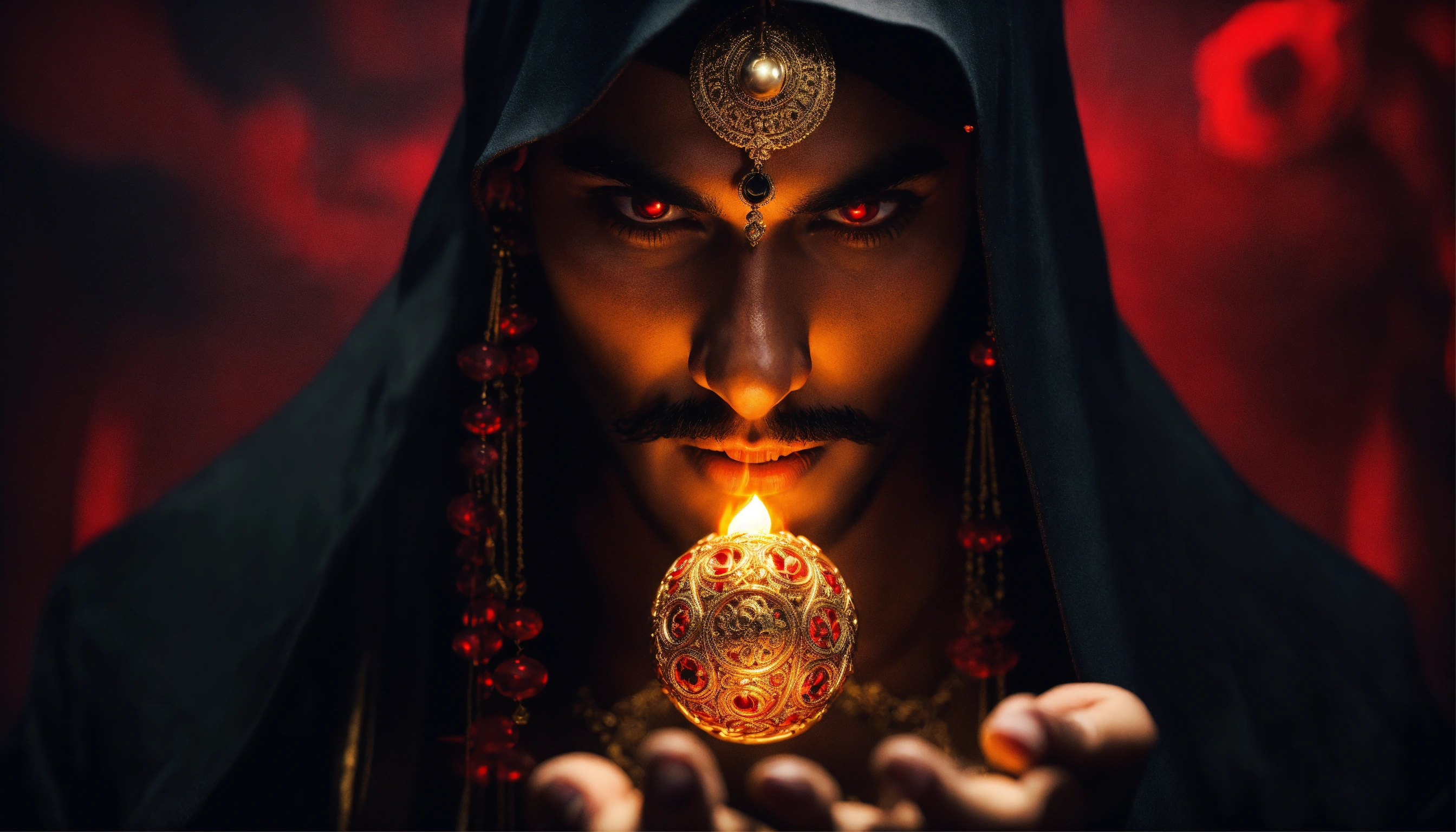 Lexica - Sinister and dramatic picture of a young handsome Indian ...