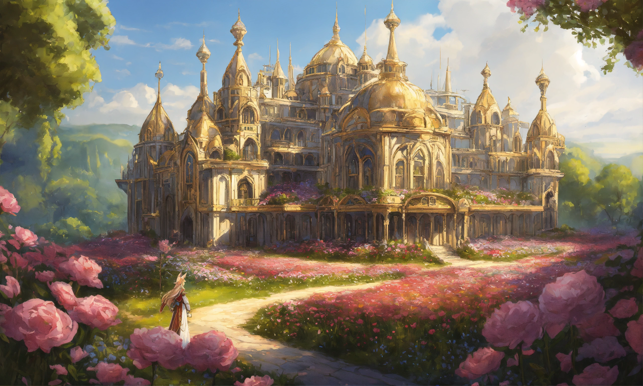 Lexica - Drawing of a fully shown elegant high elf sci fi palace in a ...