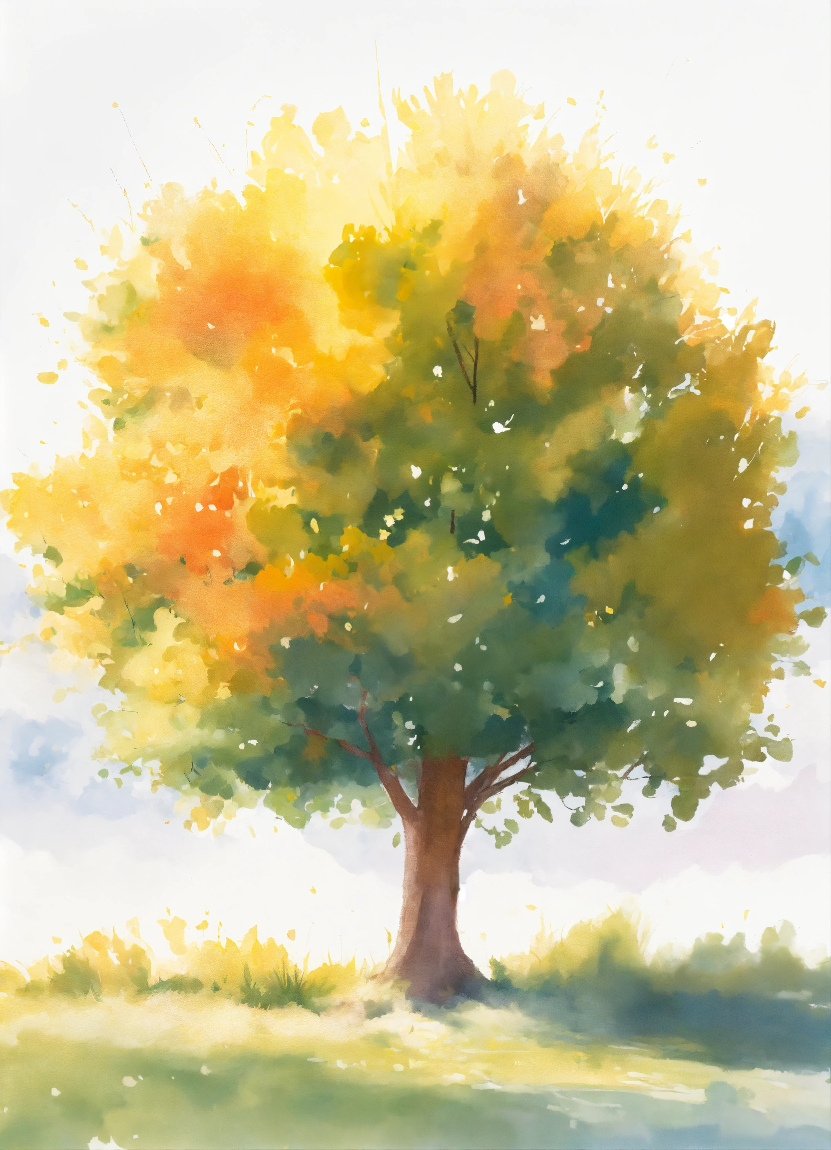 Lexica - Fuzzy tree fading into white, white background, childrens book ...