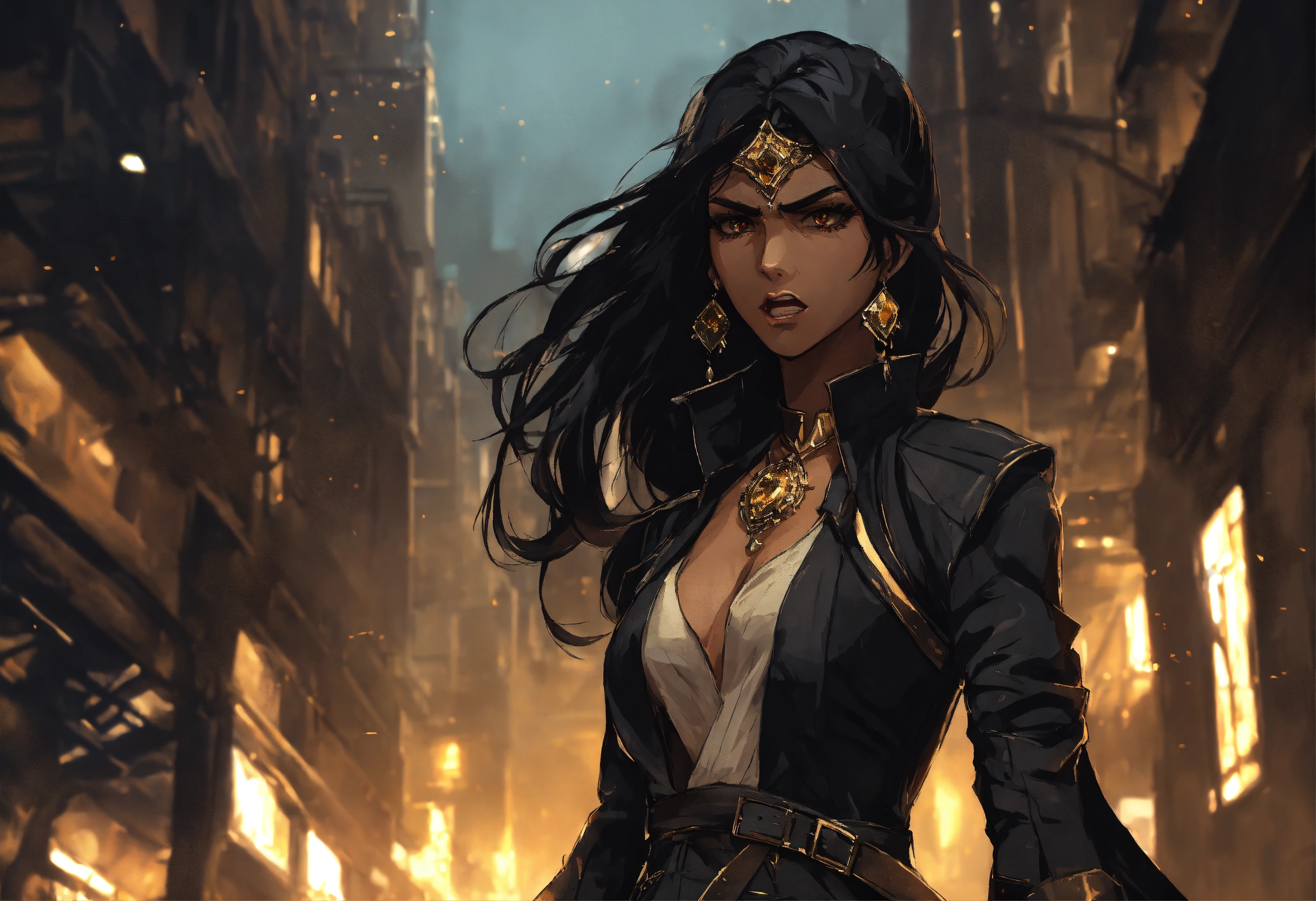 Lexica - Angry beautiful middle eastern assassin wearing a black and ...