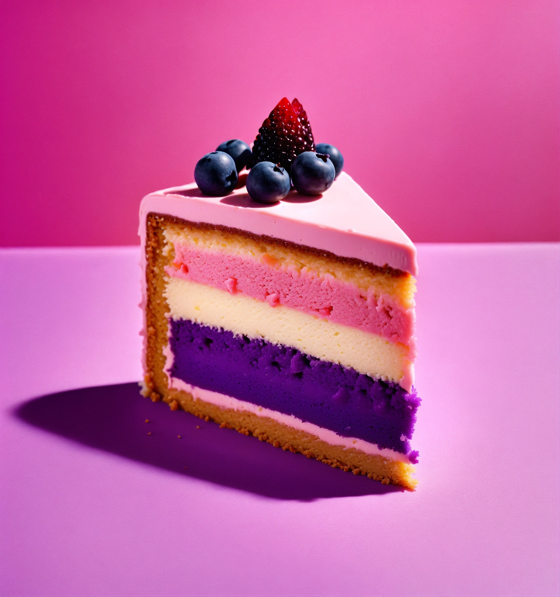 Lexica - Pink and purple slice of cake, or slice, in the style of ...