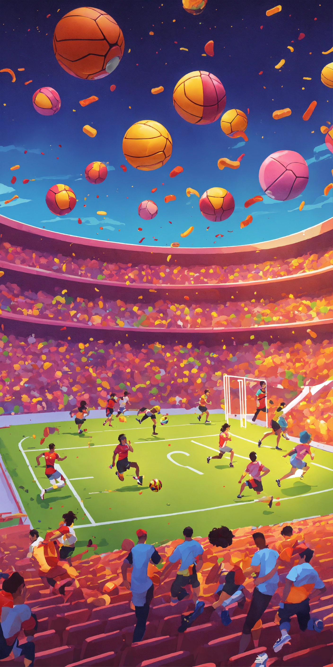 Lexica - Illustration of a stadium with participants running fast while ...