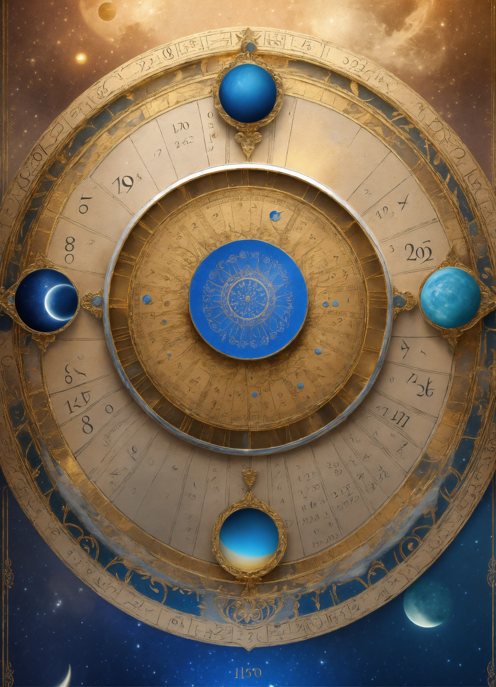 Lexica - A celestial calendar with 3 moons in the colors of silver ...