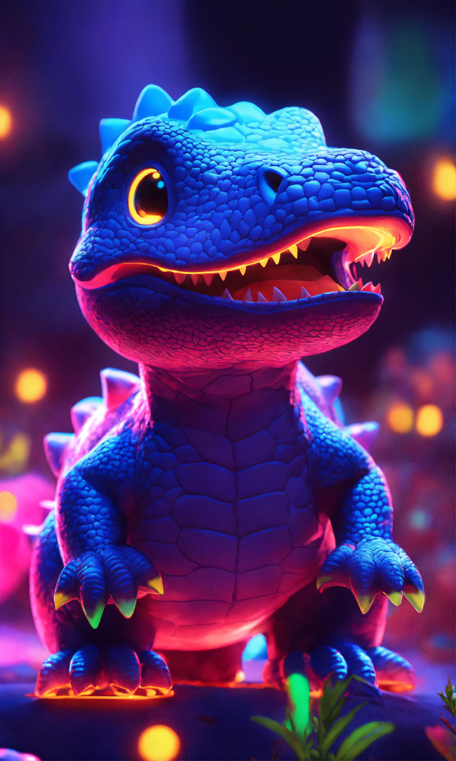 Lexica - Cute dino nft NEON IŞIKLI 4K 8K