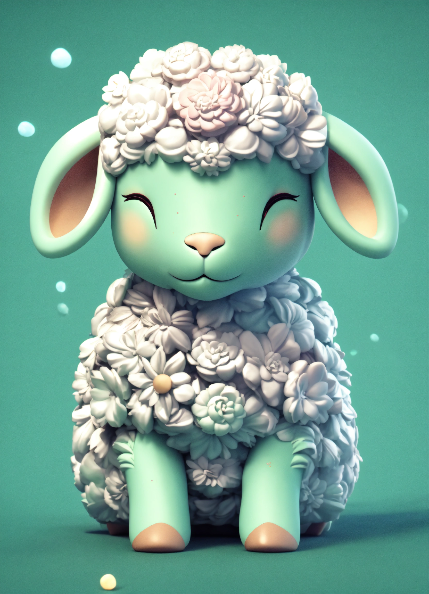 Lexica - Cute sleep sheep chibi cartone style , 3d, mint tone,unity