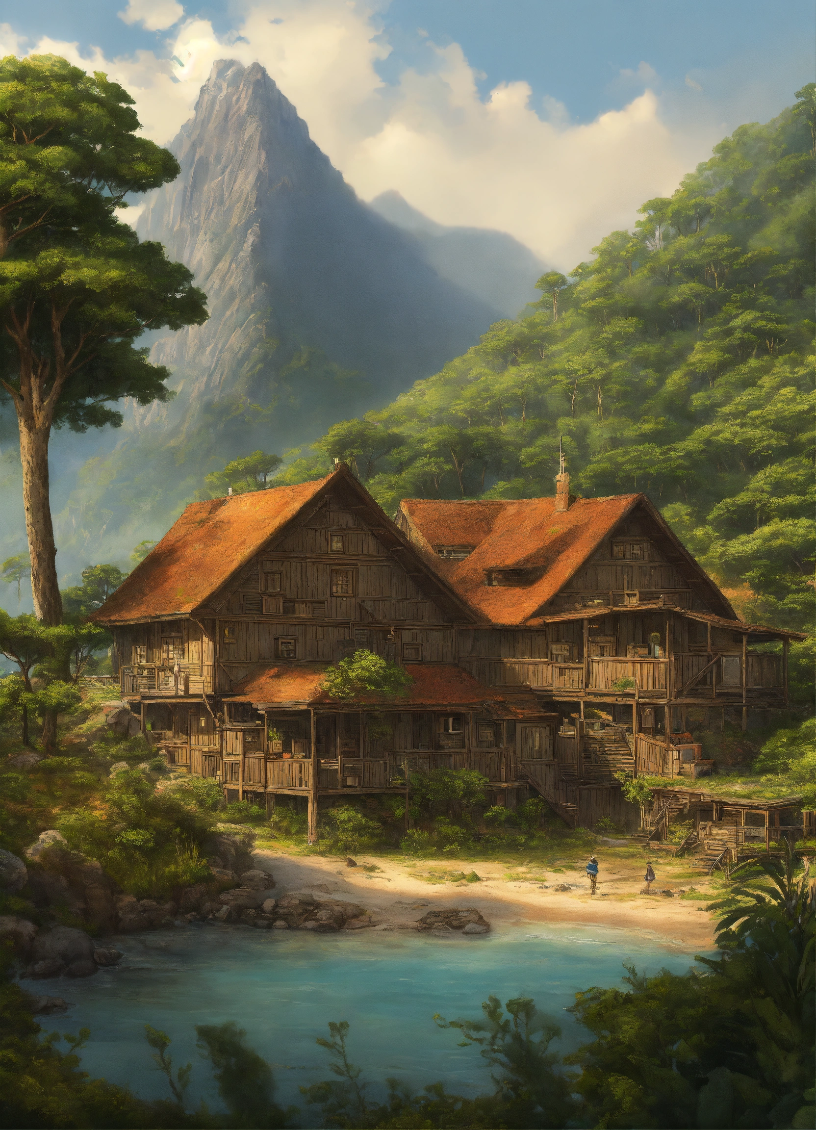Lexica - Coastal Colonial frontier hamlet surrounded by palissade, pine ...