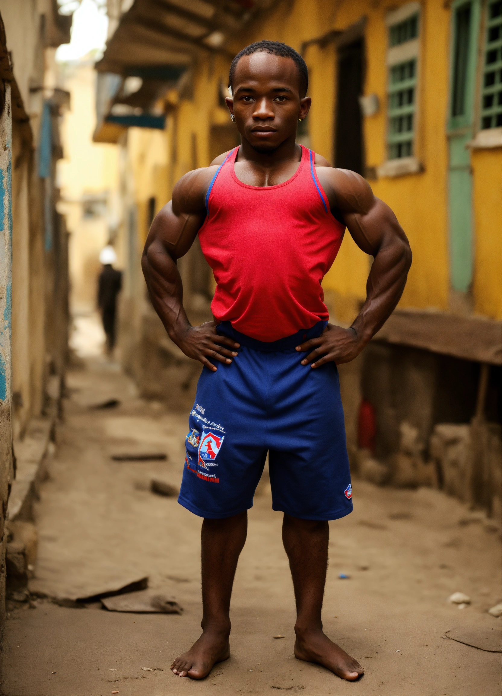 Lexica - Shrunk tiny Haitian bodybuilder
