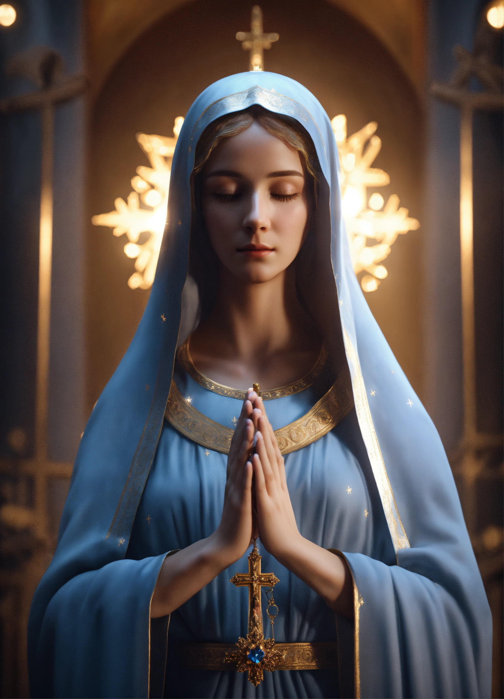 Lexica - Unreal engine render of a Beautiful 8k Virgin Mary praying ...