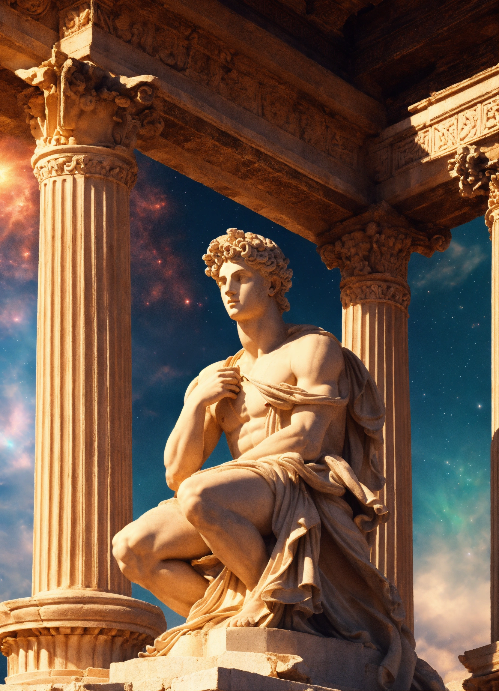 Lexica - The greek god apollo watching over the temple of apollo from ...