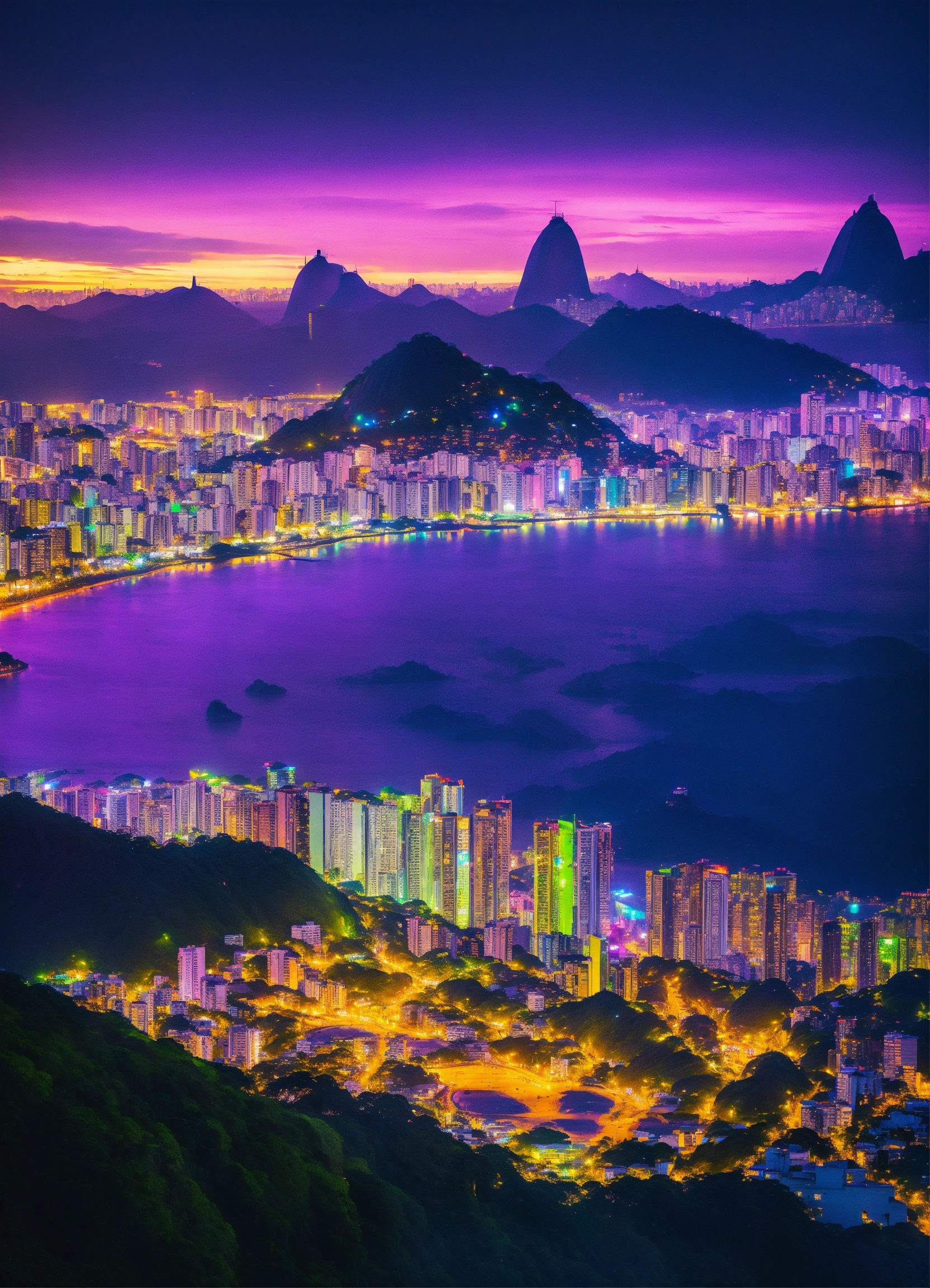 Lexica - The reedemer landscape in rio de janeiro in a neon vibes
