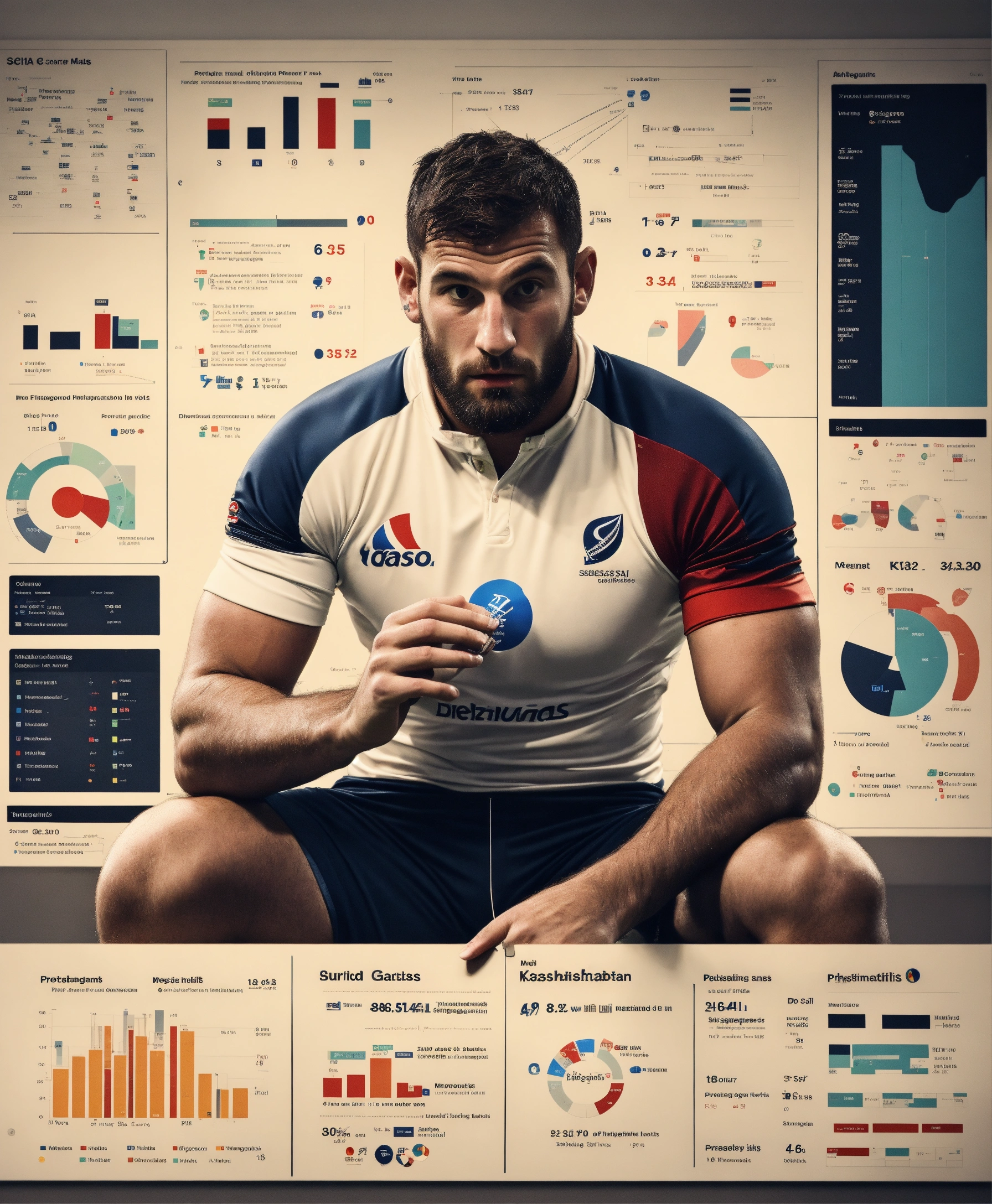 Lexica - Portrait of a french rugby player analyzing statistics from ...