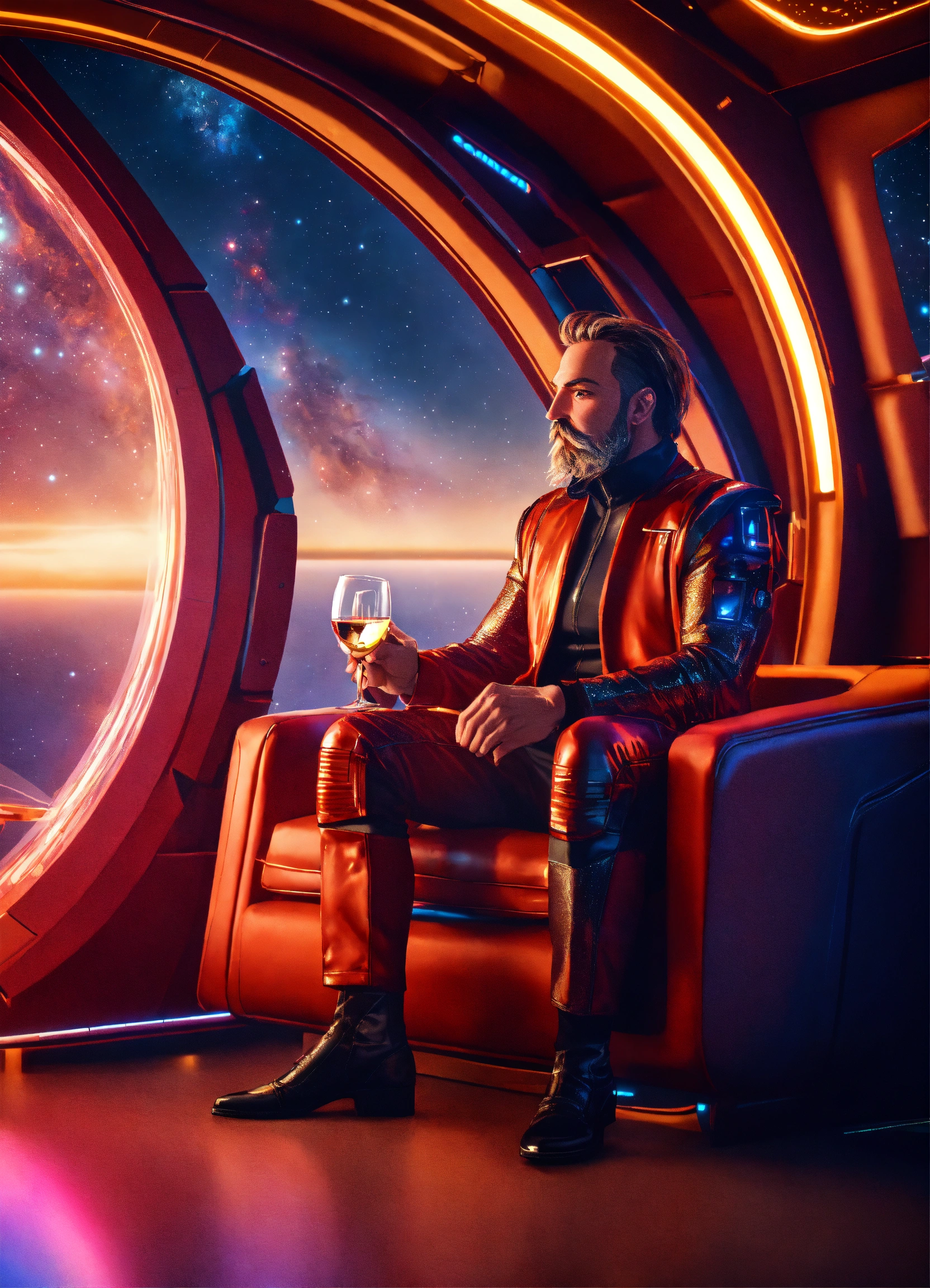 Lexica - 45 year old masculine man with trim beard in futuristic ...