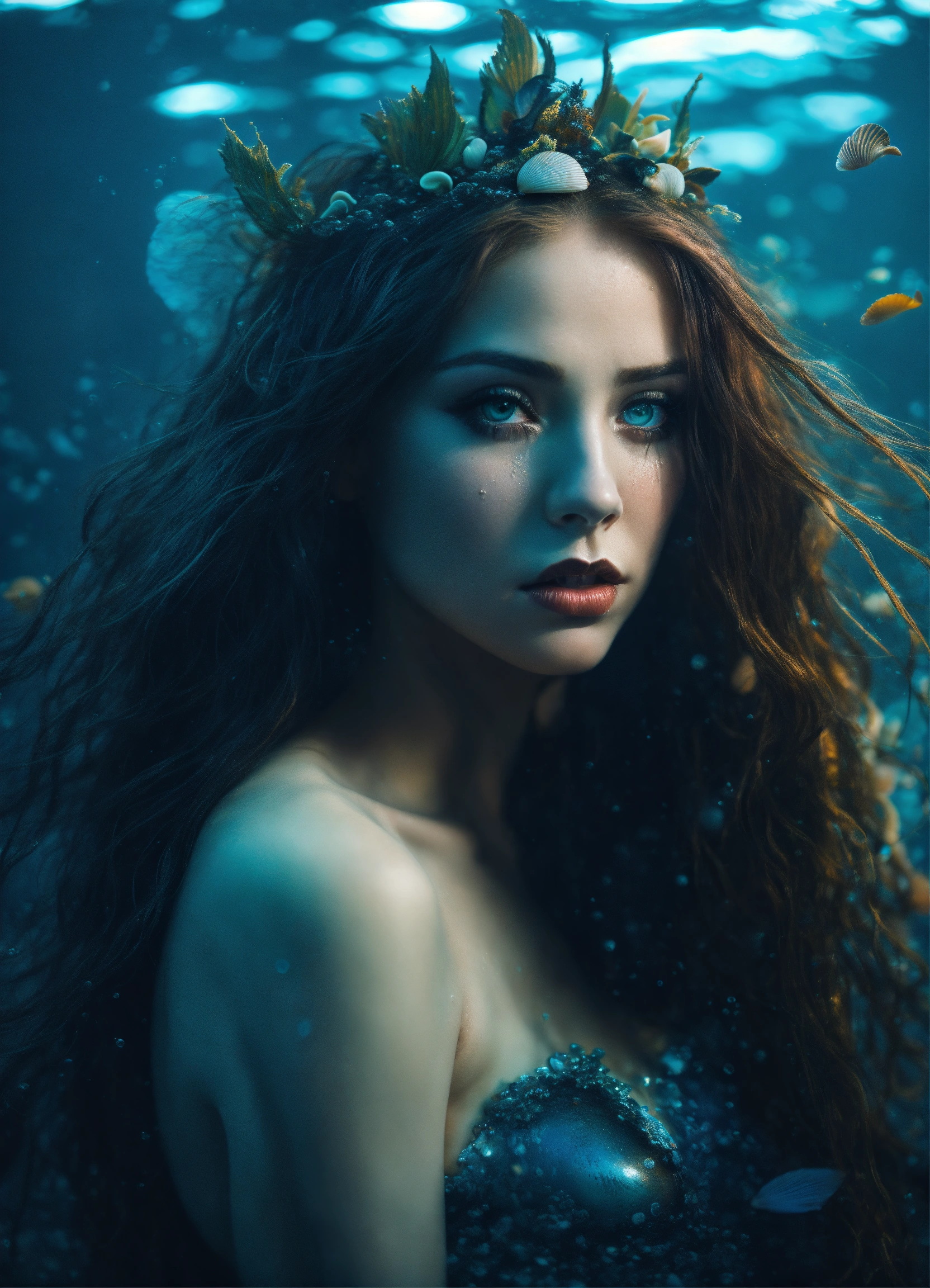 Lexica - Minimalist photography, beautiful gothic mermaid with long ...