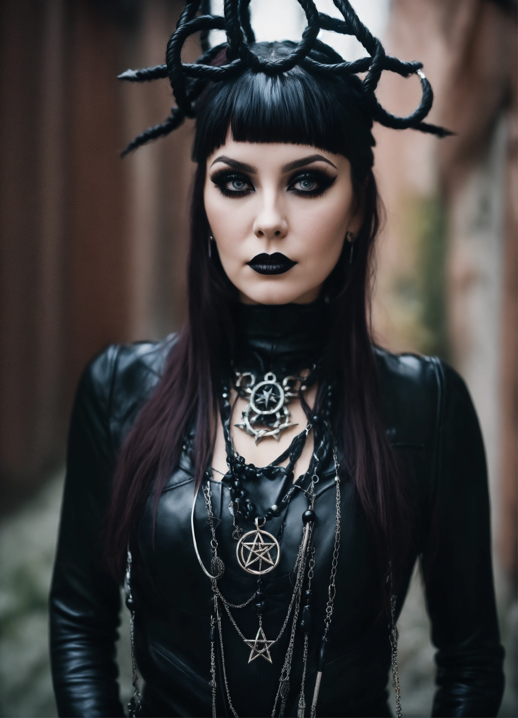 Lexica - Beautiful Extremely goth girl wearing black leather ...
