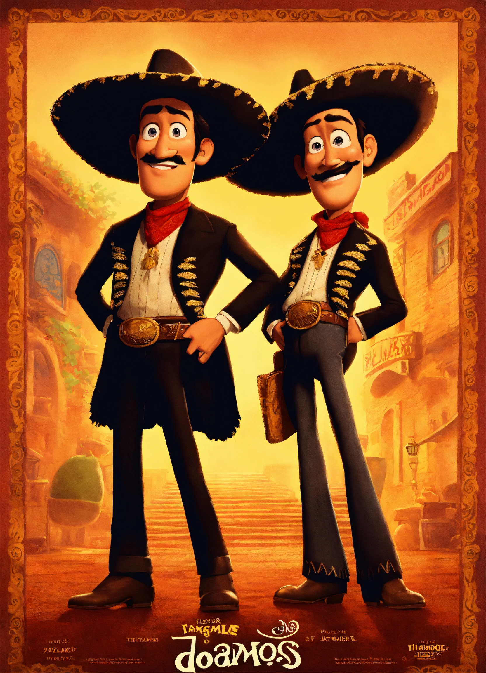 Lexica - Pixar animation of the 3 amigos movie, pixar style cartoon