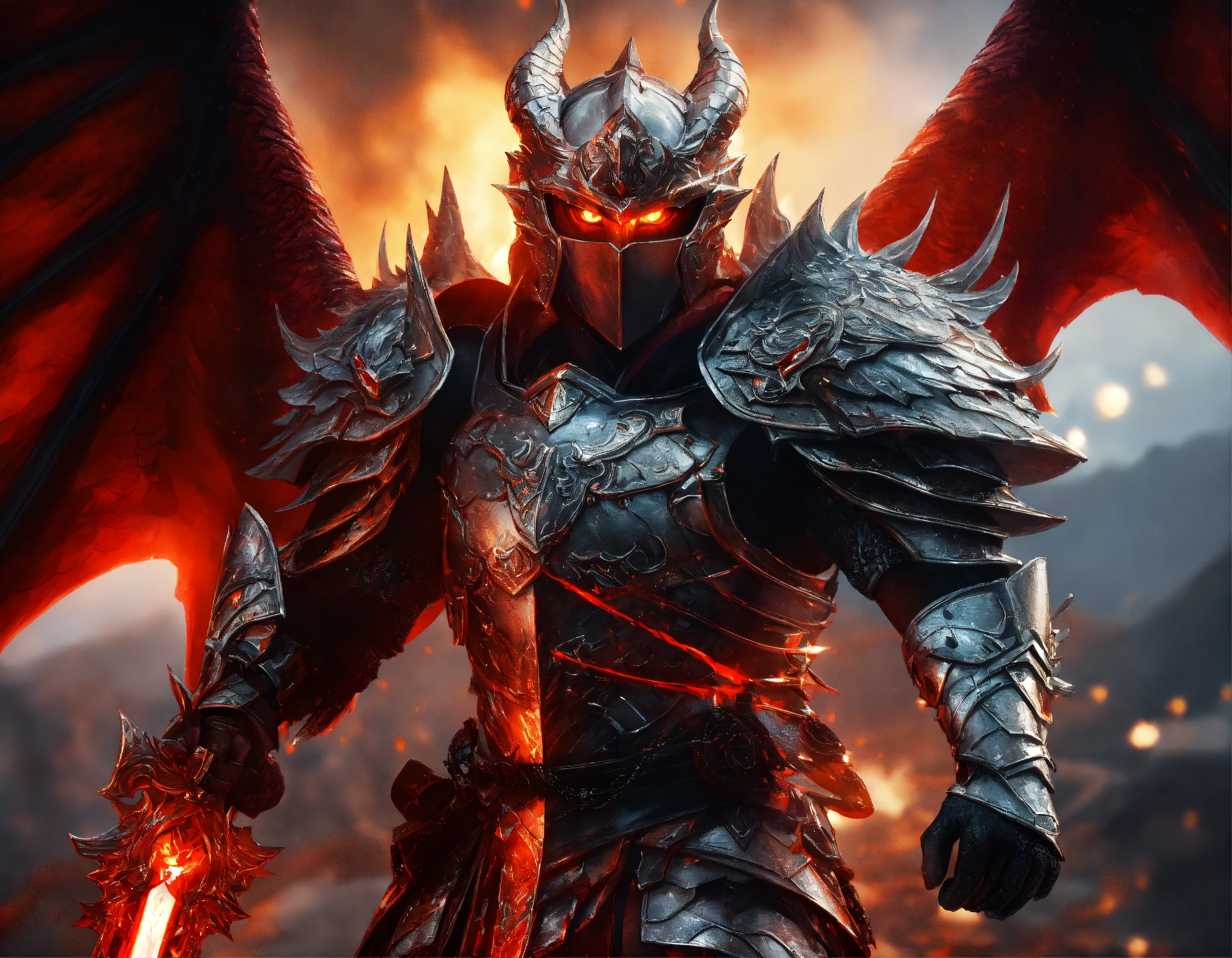 Lexica - Glowing red eyes knight with a snow white bone armor and 85% ...