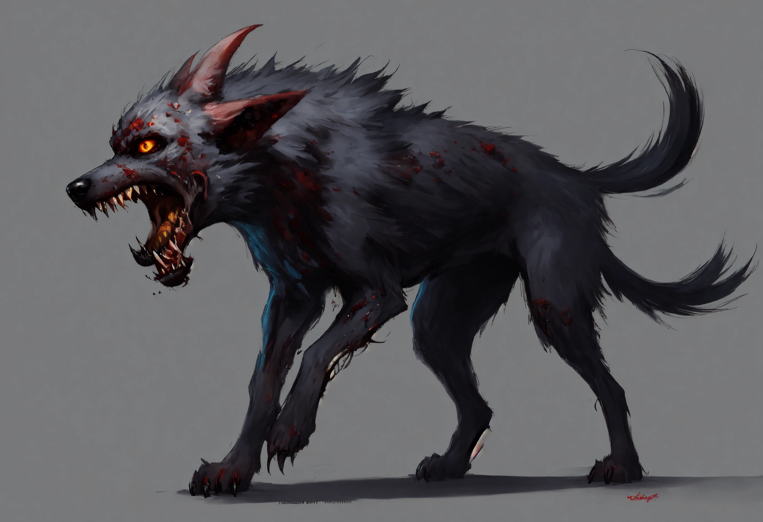 Lexica - Concept art, side view, digital paintng, skiny gaunt zombie ...