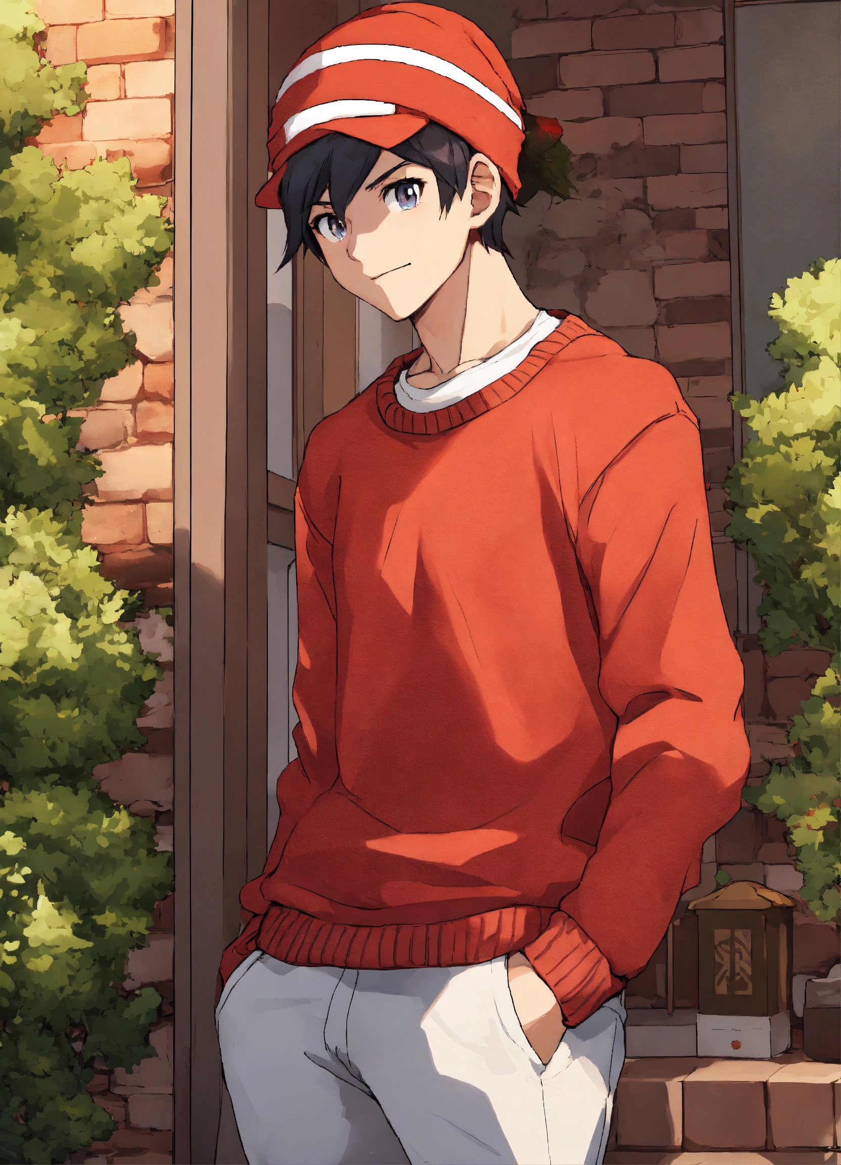 Lexica - Anime style, young male protagonist of a pokemon game, red and ...