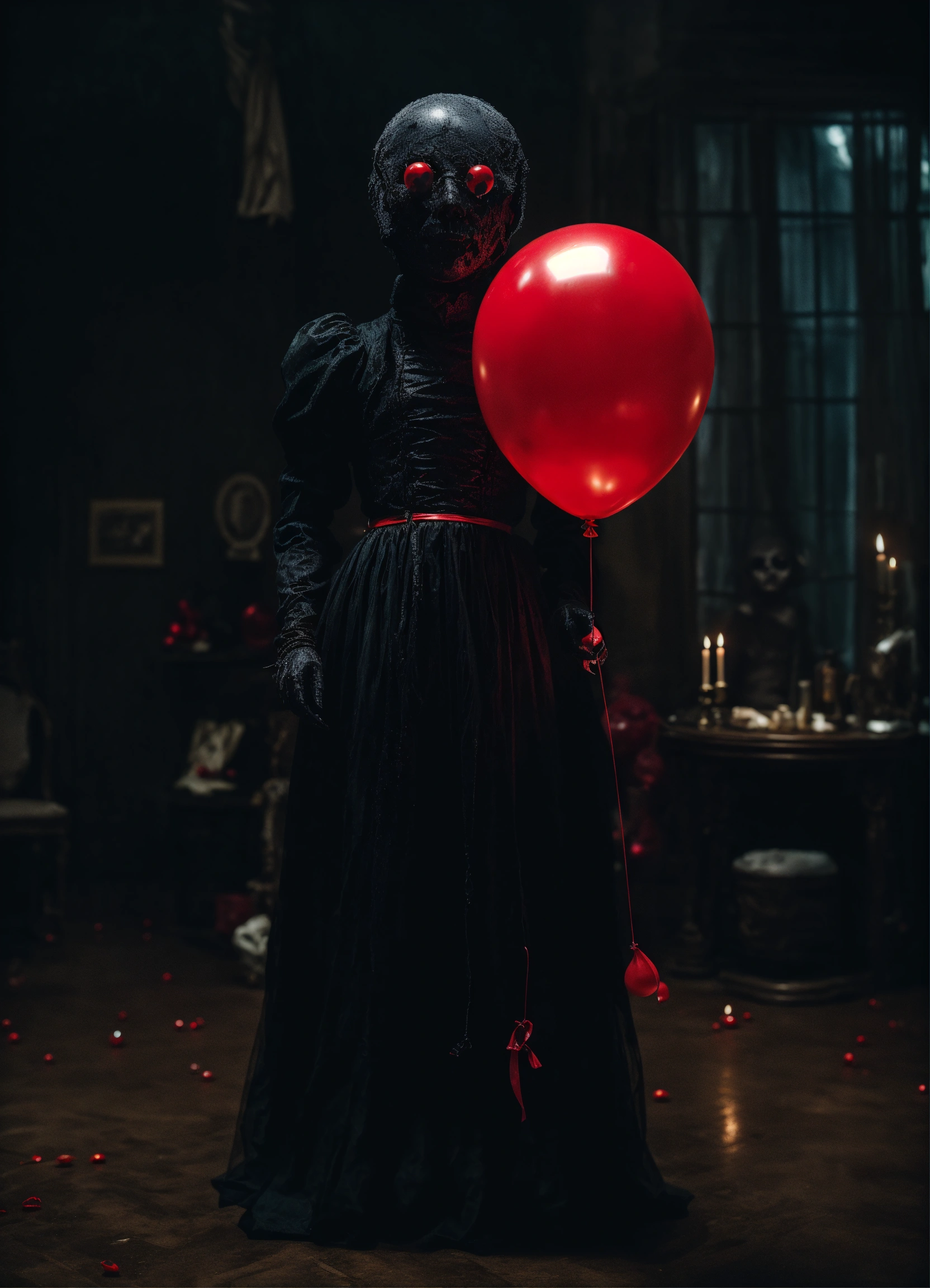 Lexica - Dark aesthetic, a creepy dark humanoid figure, holding a red ...